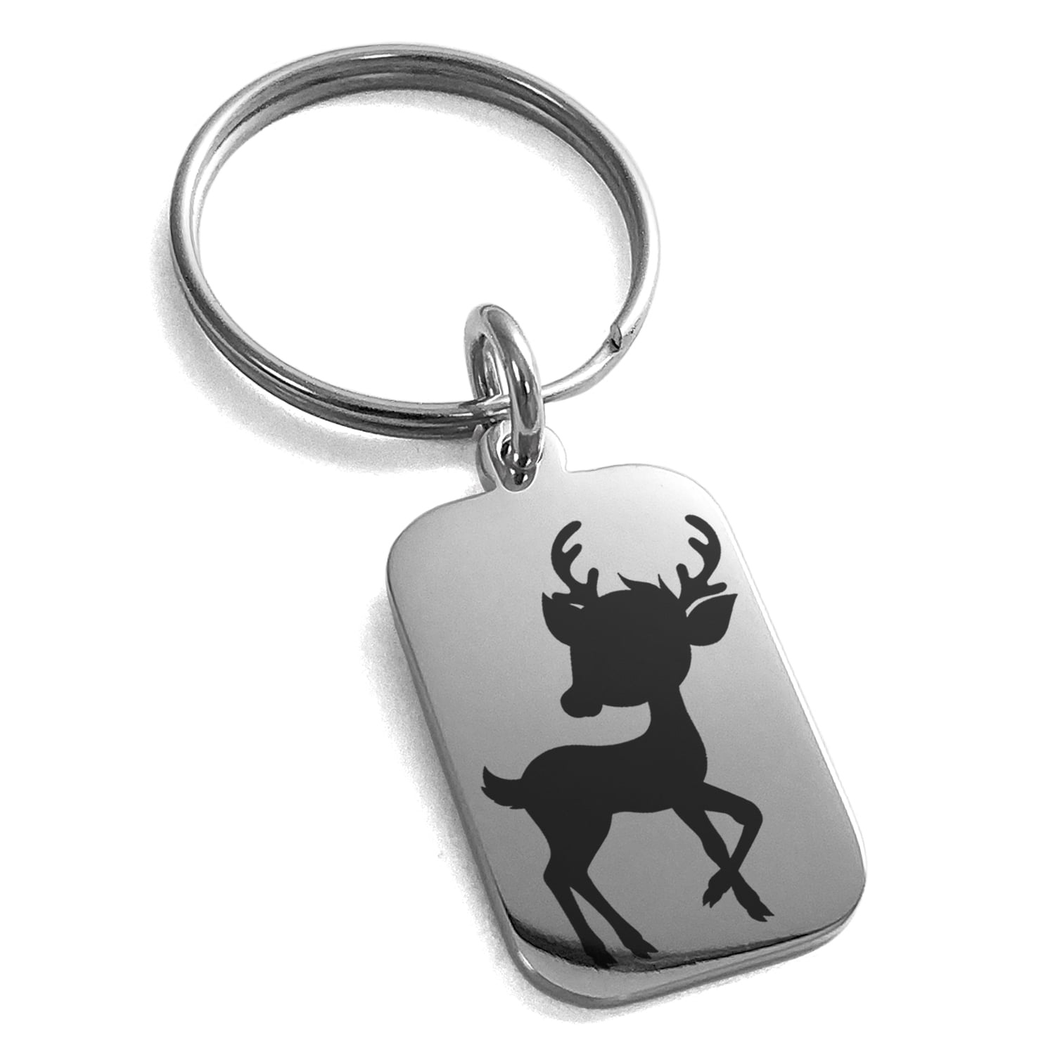 Tioneer Stainless Steel Baby Reindeer Engraved Small Rectangle Dog Tag ...