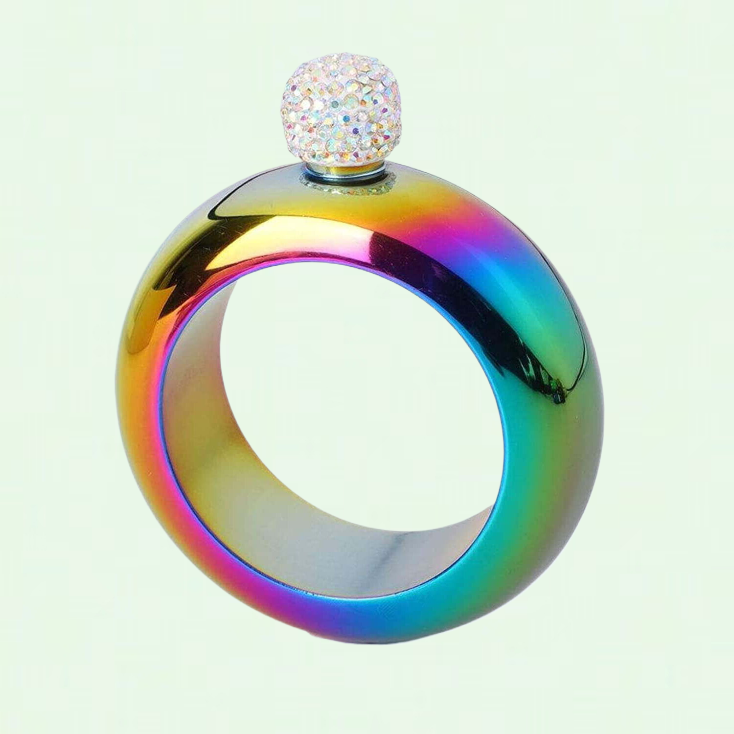 Stainless Steel Bangle Bracelet Hip Flask, 3.5 Oz Portable Diamond Lid ...