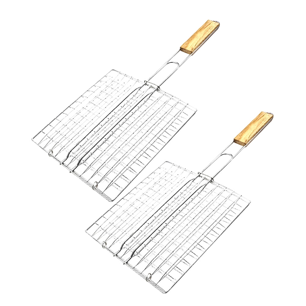 OUNONA 2Pcs Khaki Grill Barbecue Net Clip for Barbecue Tools 15.0X8.7X0 ...