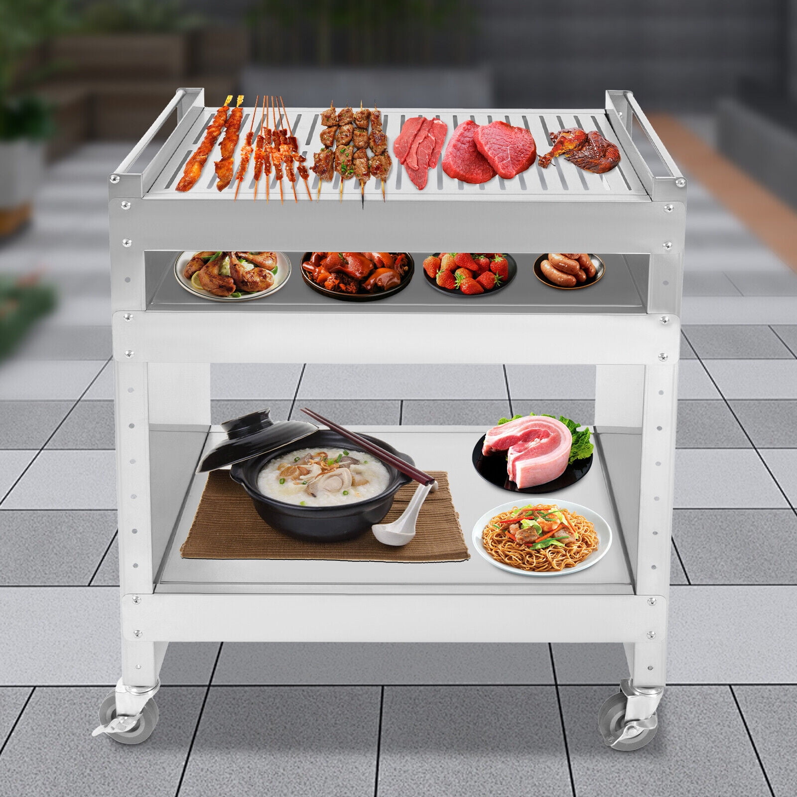 Stainless Steel Barbecue Trolley Mobile Barbecue Trolley Picnic Trolley ...
