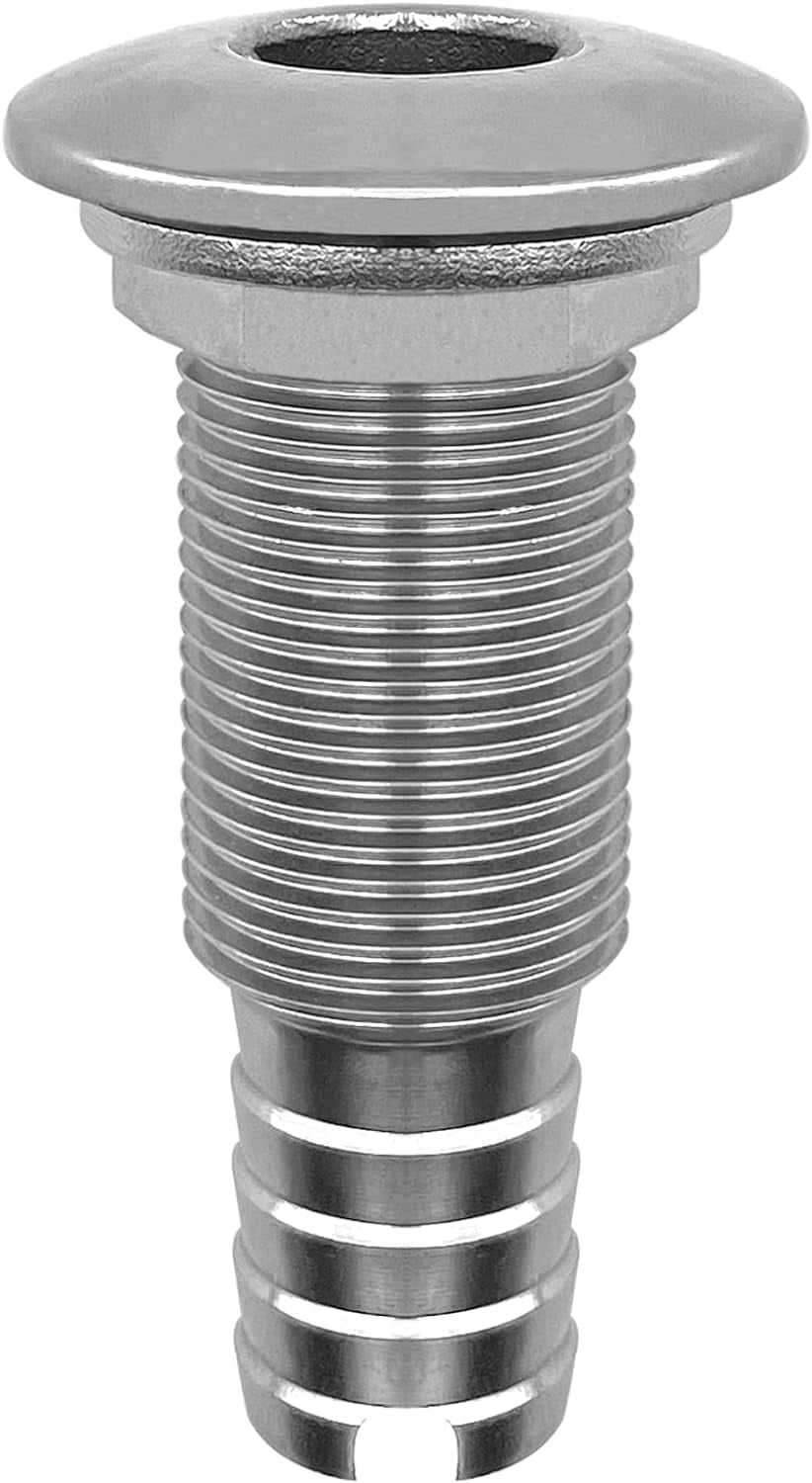 Stainless Steel Barbed Standard Length Straight Thru-Hull Marine Barbed ...