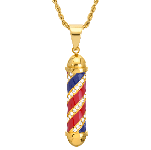 Stainless Steel Barber Shop Pendant 3mm 24" Rope Chain SCP 782 ...