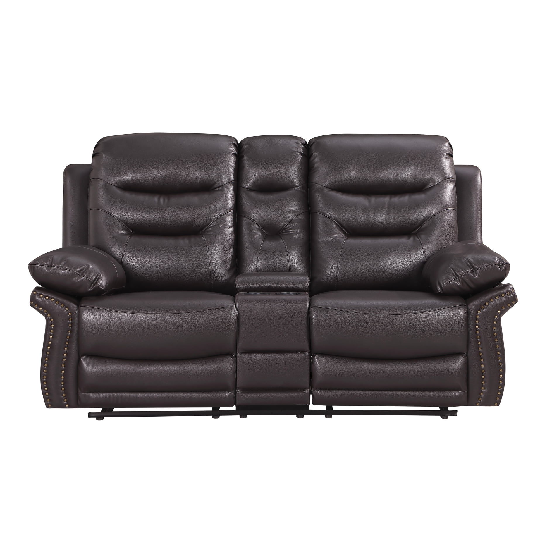 Stainless Steel Base Leather Recliner - 83.48 In Depth Brown Air ...
