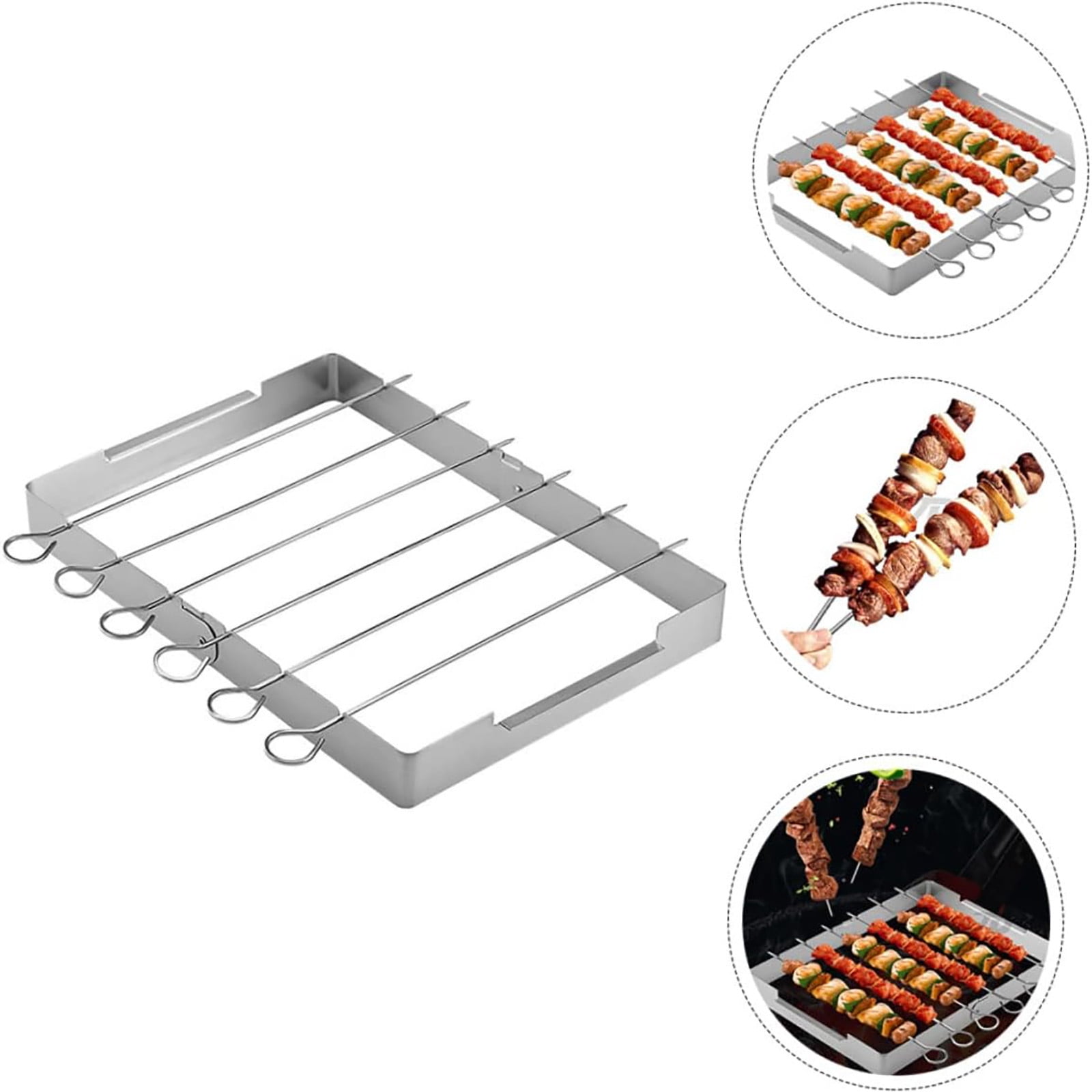 Stainless Steel Bbq Shish Kabob Set Large Foldable Grill Rack With 6Pcs ...