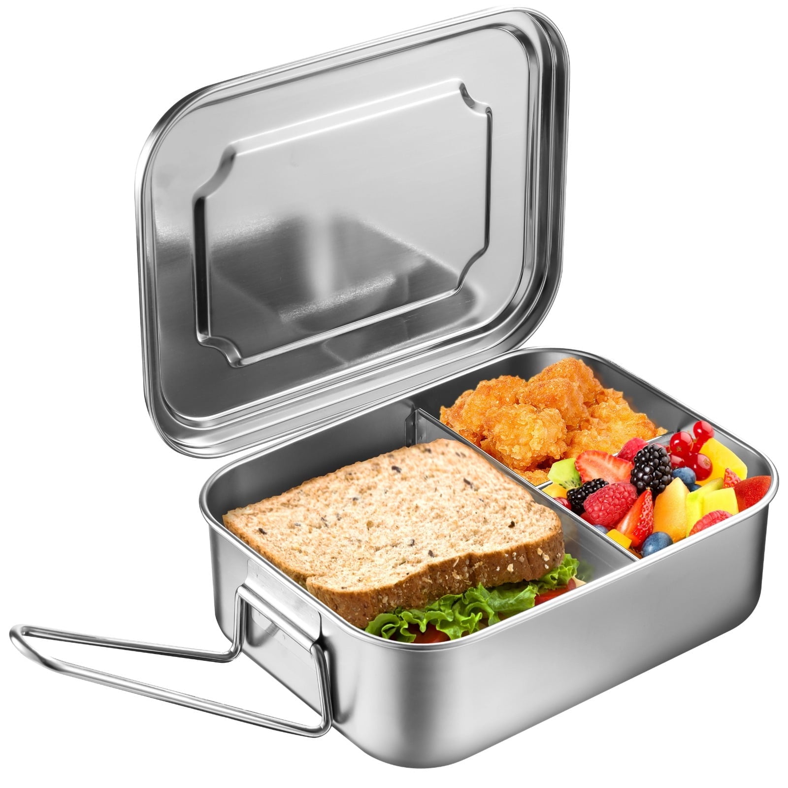 Stainless Steel Bento Box, 3-Compartment Lunch Box, Metal Food ...