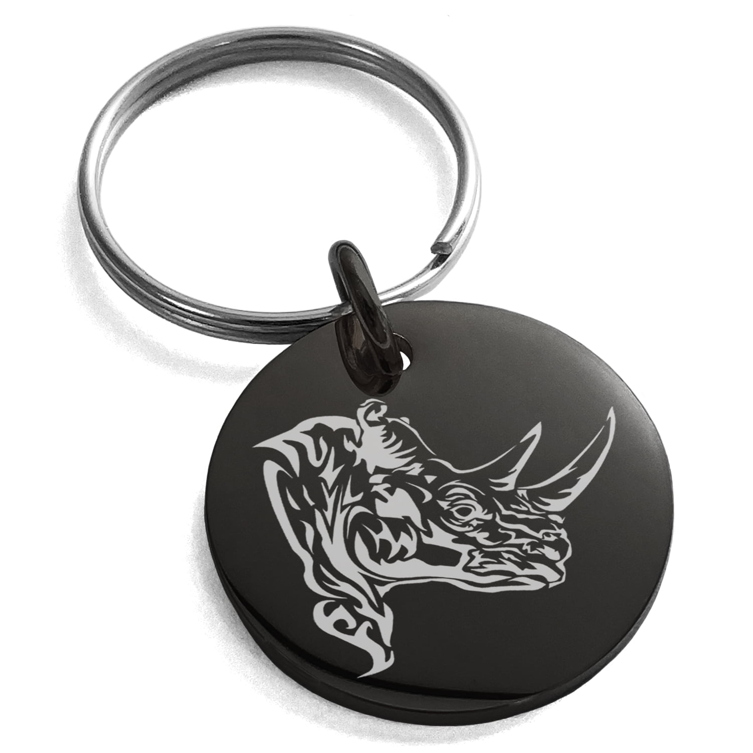 Tioneer Stainless Steel Berserk Rhino Engraved Small Medallion Circle ...