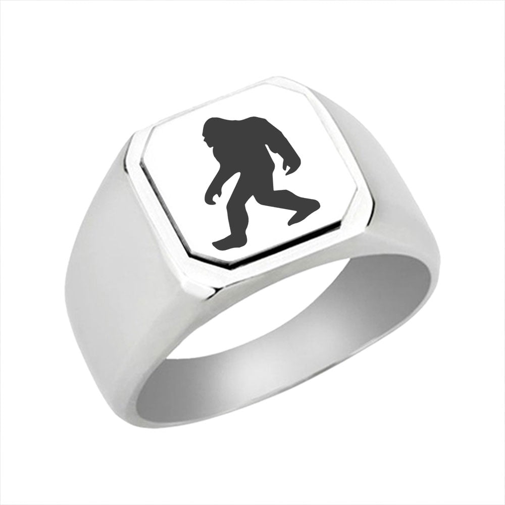 Stainless Steel Bigfoot Engraved Signet Ring - Walmart.com