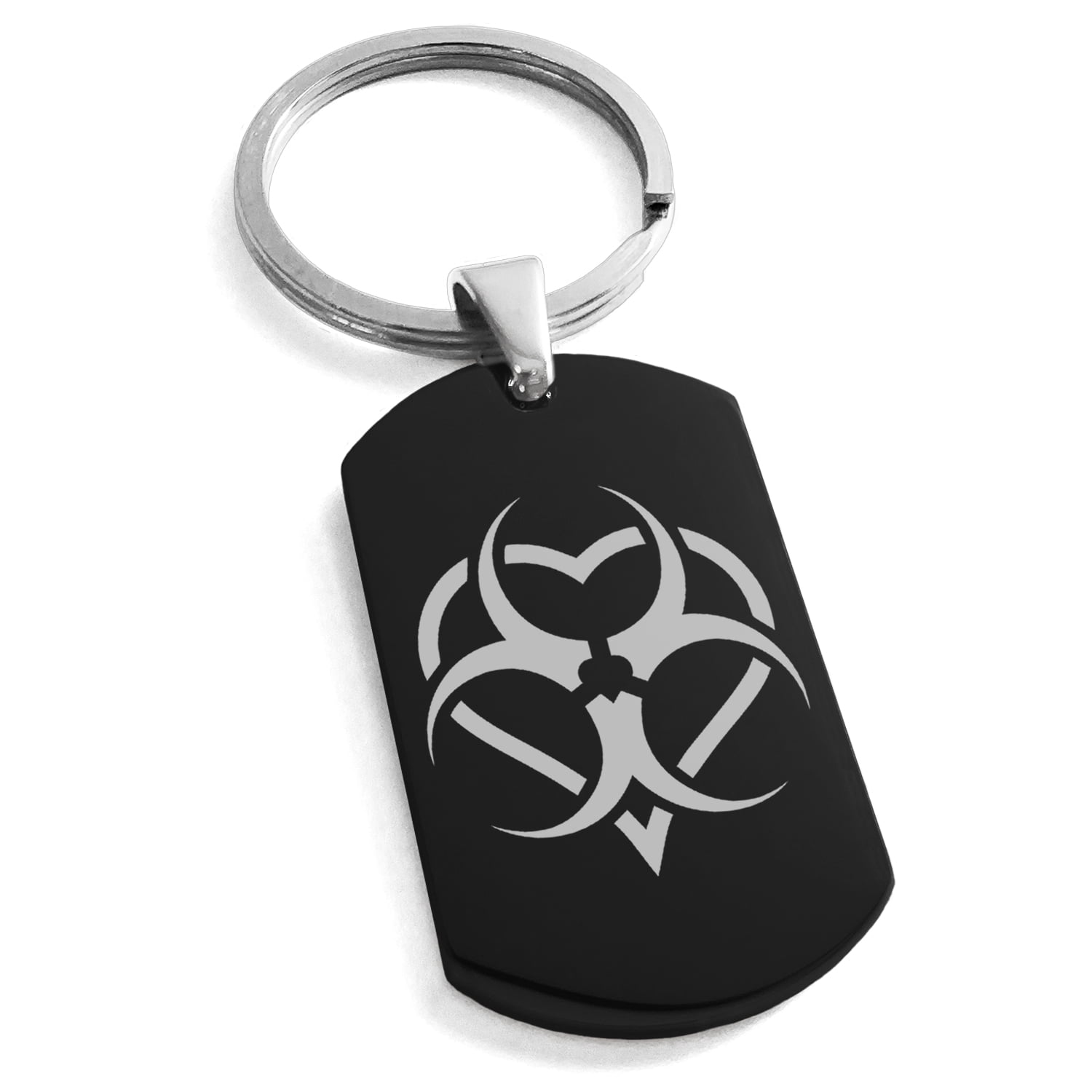 Stainless Steel Biohazard Love Heart Engraved Dog Tag Keychain Keyring ...