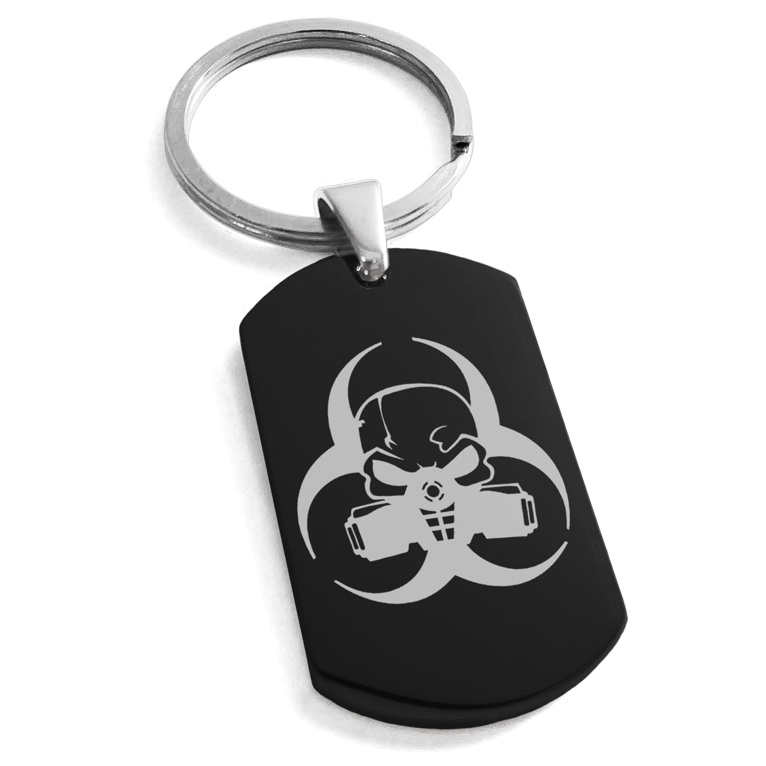 Tioneer Stainless Steel Biohazard Skull Engraved Dog Tag Celtic ...