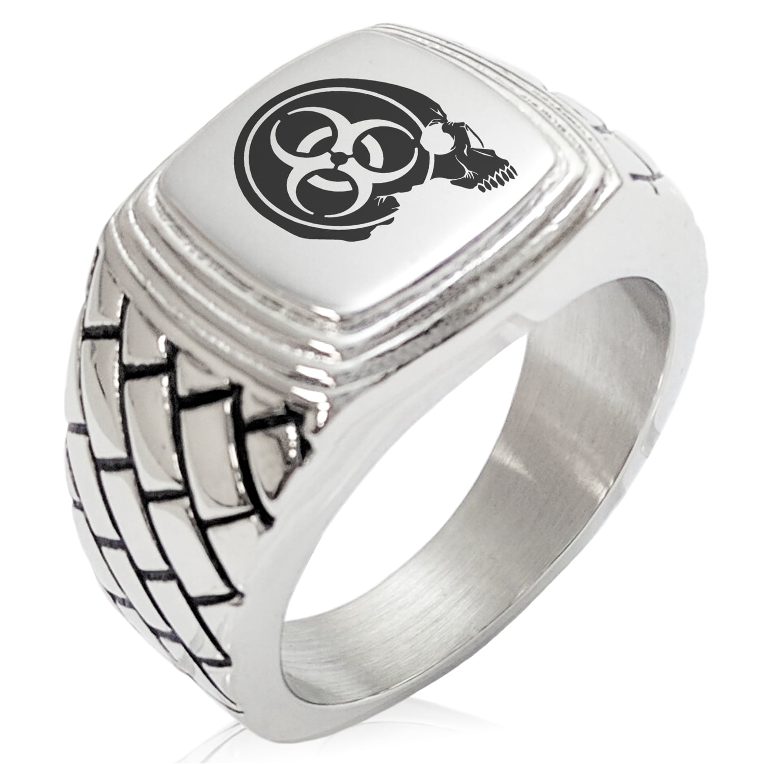 Tioneer Stainless Steel Biohazard Skull Zombie Geometric Pattern Step ...