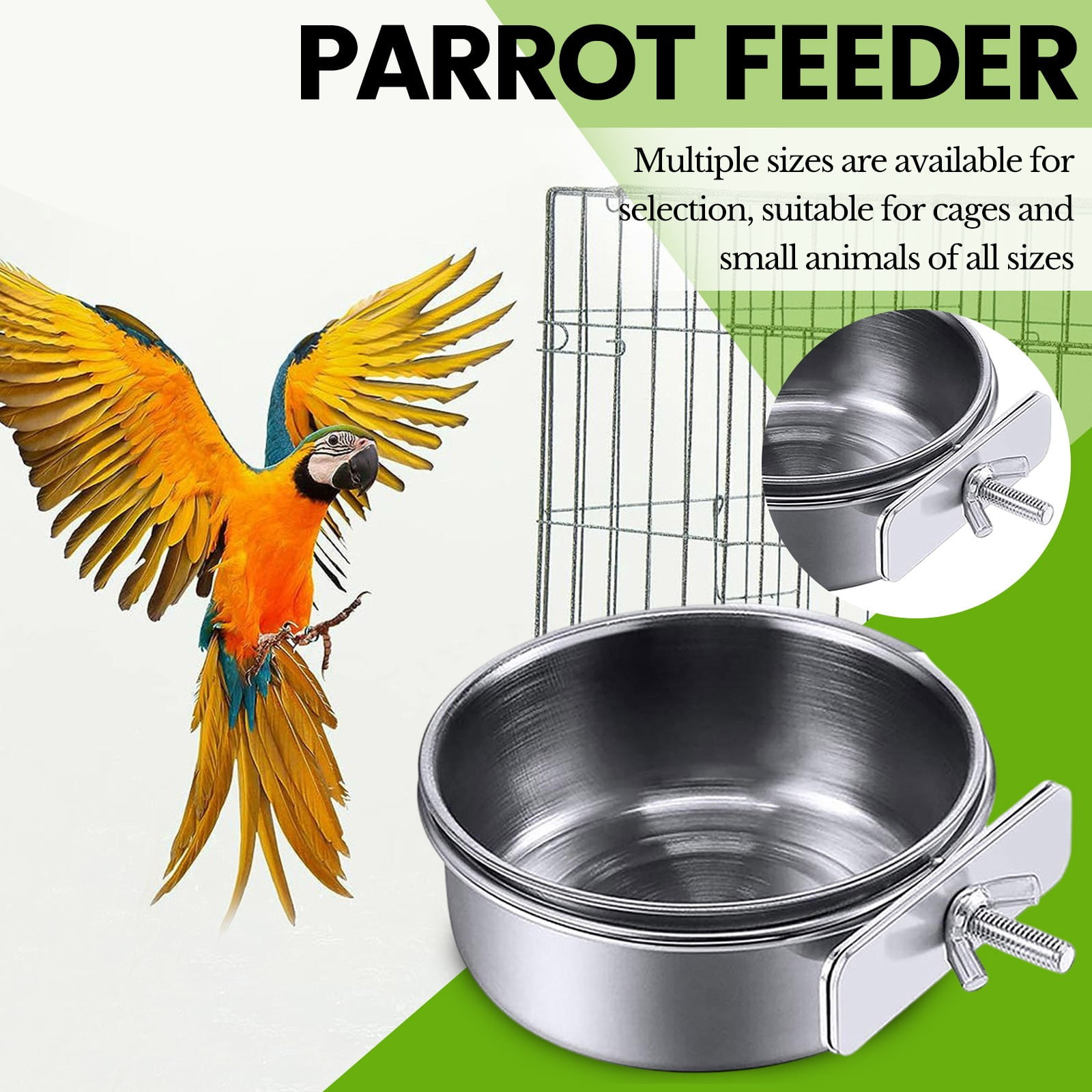 Stainless Steel Bird Bowl - Chew-Proof Parrot Food & Water Dish, Heavy ...