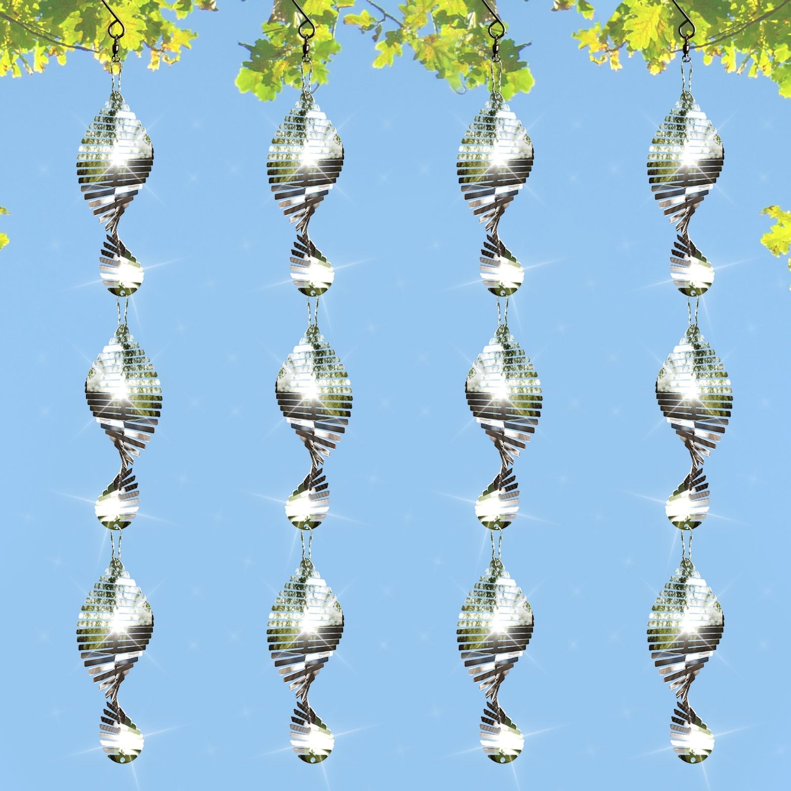 Stainless Steel Bird Deterrents for Outside,3D Wind Spinners Outdoor ...