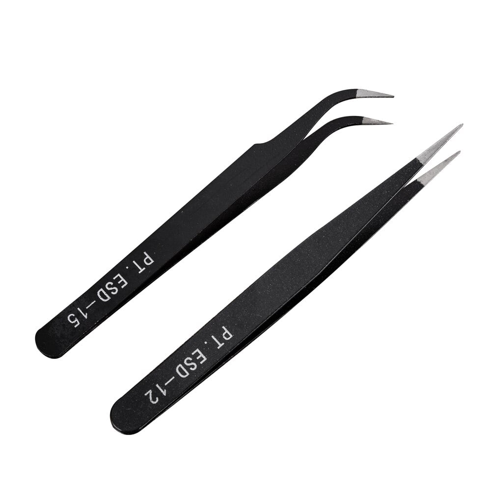 Stainless Steel Black Curved Straight Eyebrow Tweezers Anti Acid Nipper ...