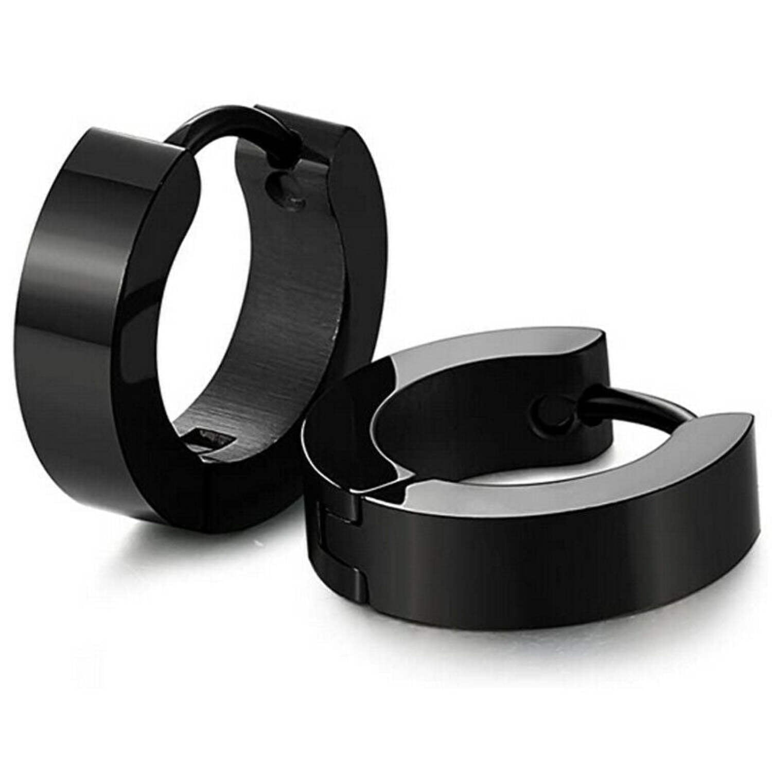 Stainless Steel Black Huggies Hoop Earrings Mens Womens 10x10 / Dainty ...