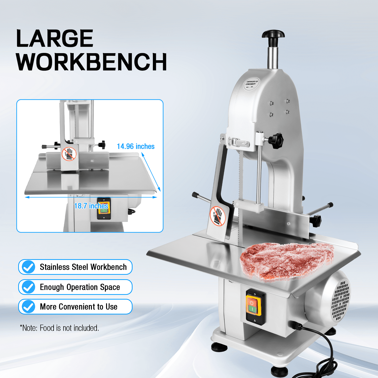 Stainless Steel Blade Bone Saw Machine, 1500W Frozen Meat Cutter, Bone ...