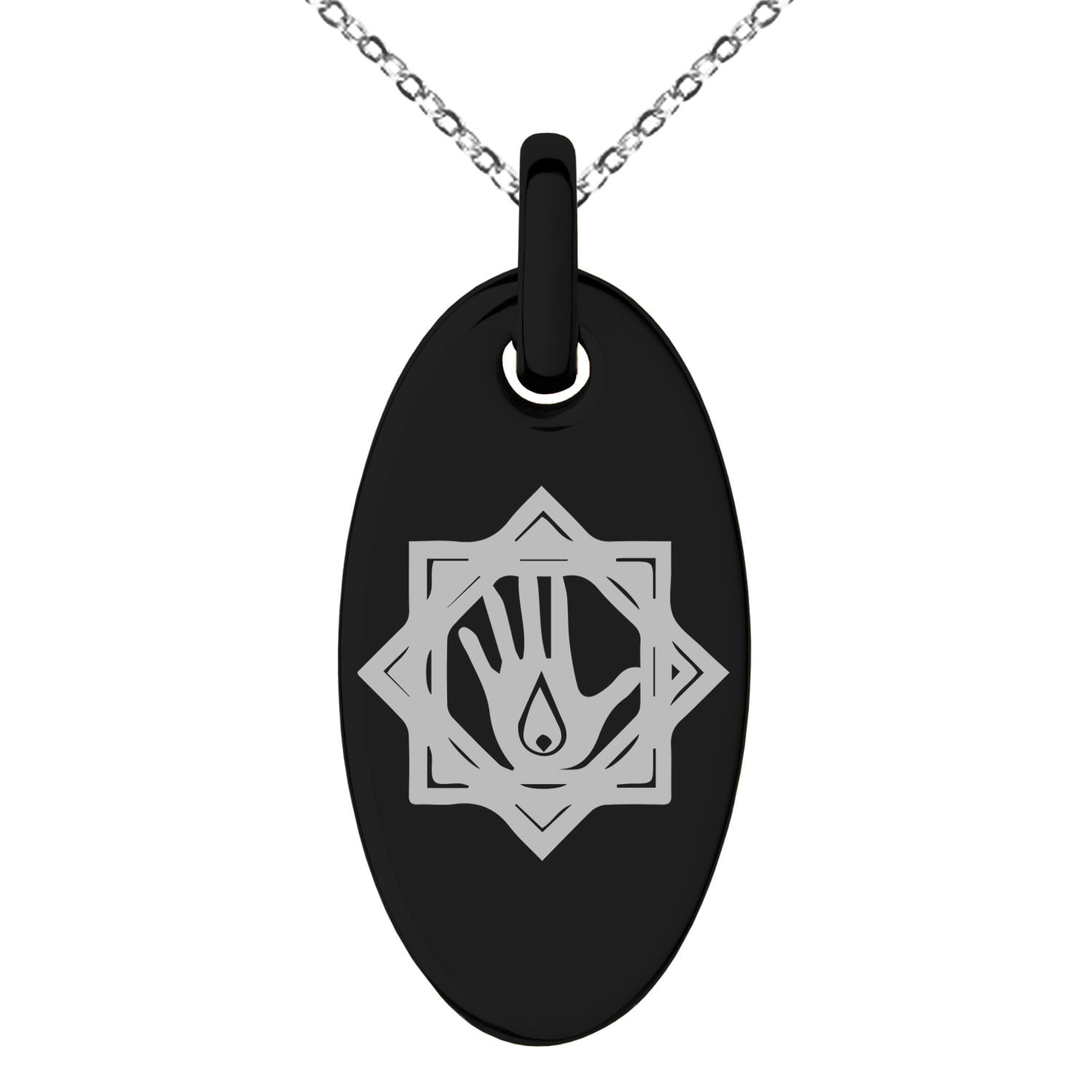 Tioneer Stainless Steel Blood Magic Rune Engraved Small Oval Charm ...