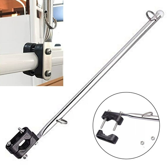 Stainless Steel Boat Flag Pole Holder fit 7/8- 1IN Rail Mount Pontoon ...