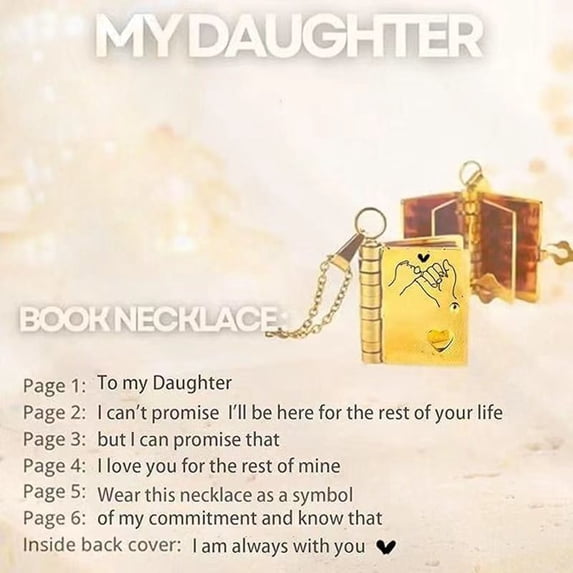 Stainless Steel Book Locket Necklace with Son Quote-[26] Hook Daughter ...
