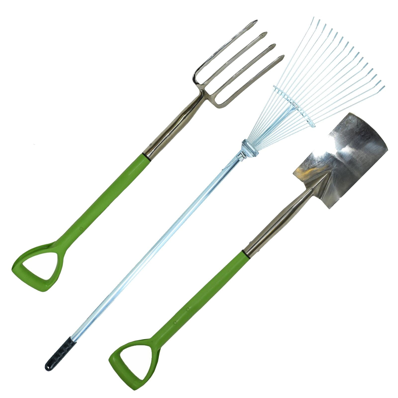 Stainless Steel Border Fork & Expanding Lawn Rake & Stainless Steel ...