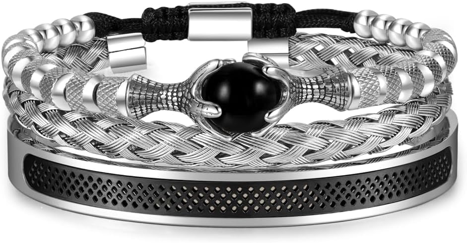 Stainless Steel Bracelets for Men Gold Roman Numeral Bangle Bracelet ...