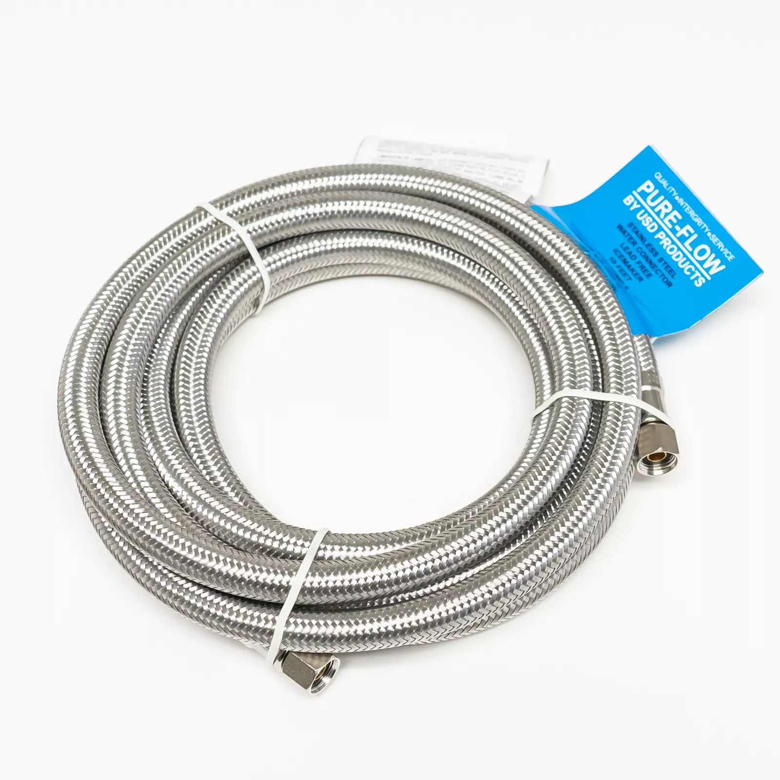 Stainless Steel Braided Ice Maker Water Connector 120" 10' X 1/4" Lead ...