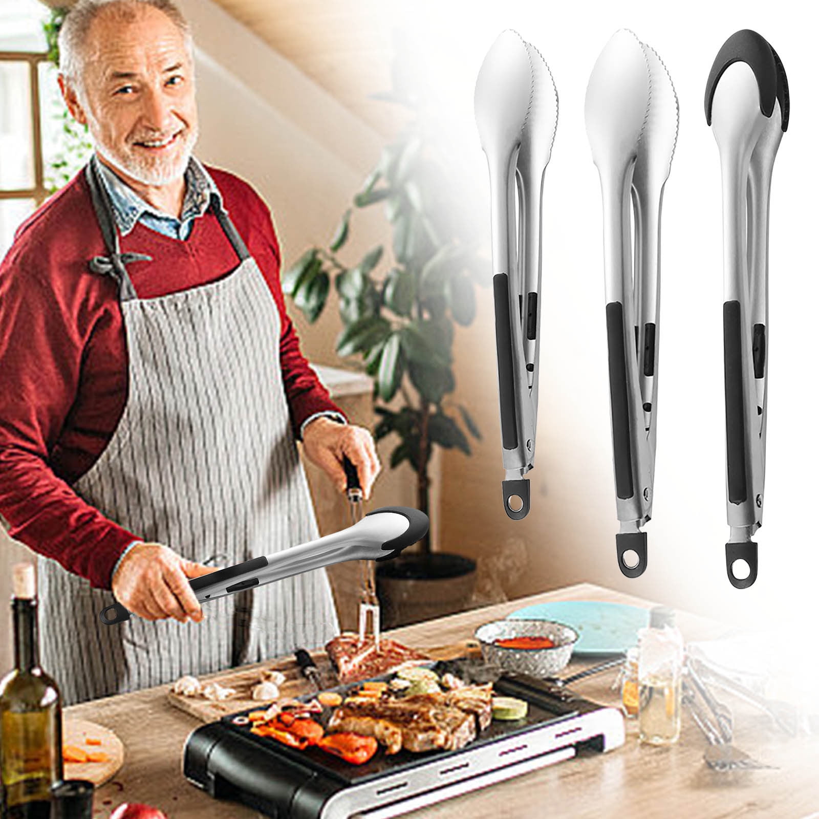 Stainless Steel Bread Clip Barbecue Tongs | Heavy-Duty Kitchen Food ...