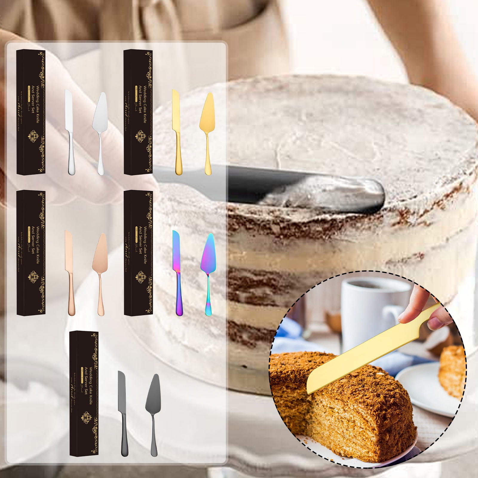 Stainless Steel Bread Knife Cake Knife Set | Plated Finish | Long Thick ...