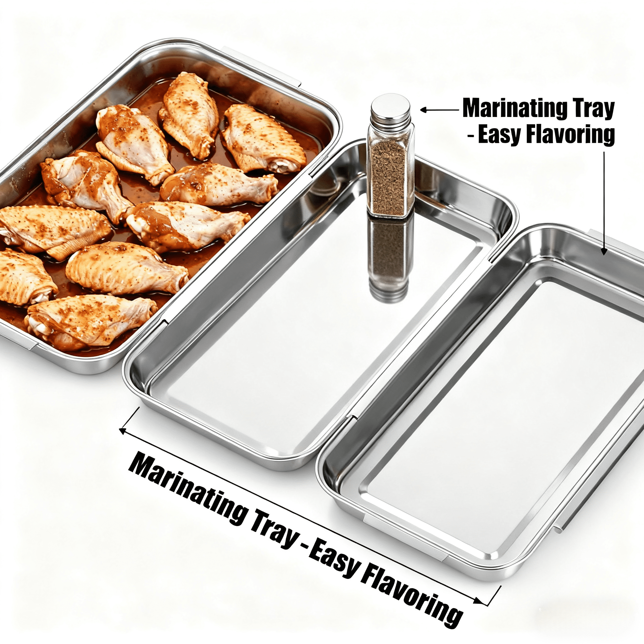 Stainless Steel Breading Tray Set (3pc): Stackable, Oven-Safe Metal ...