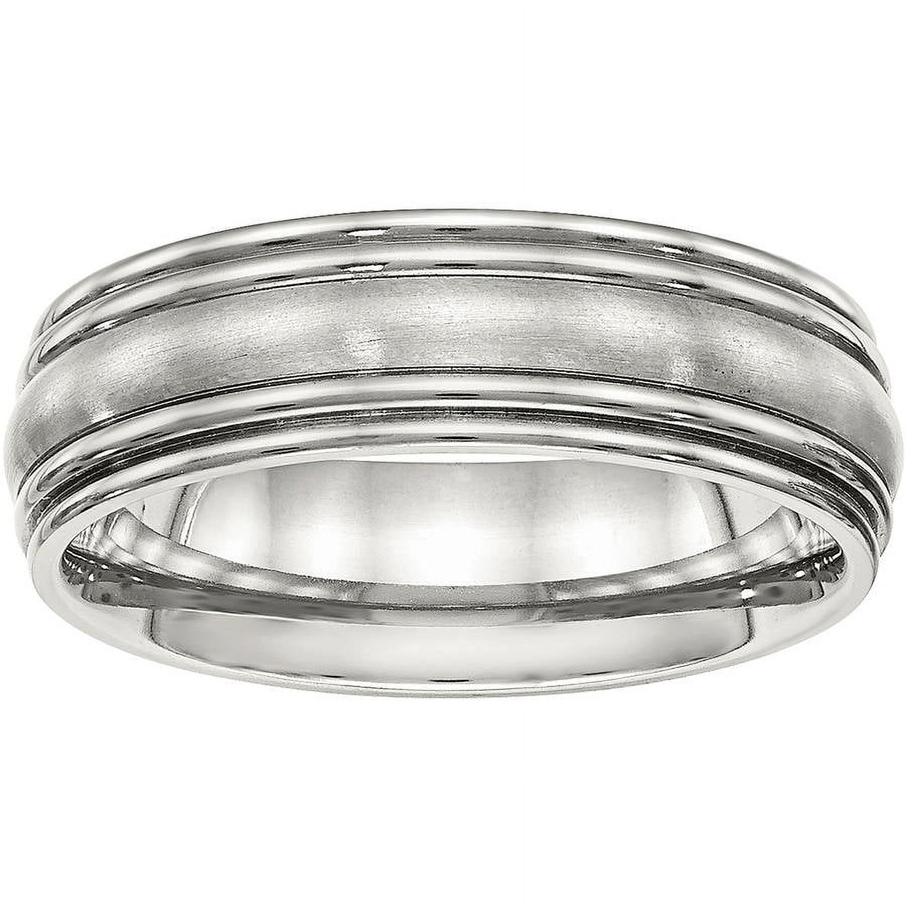 Stainless Steel Brushed and Polished Ridged 7.00mm Band - Walmart.com