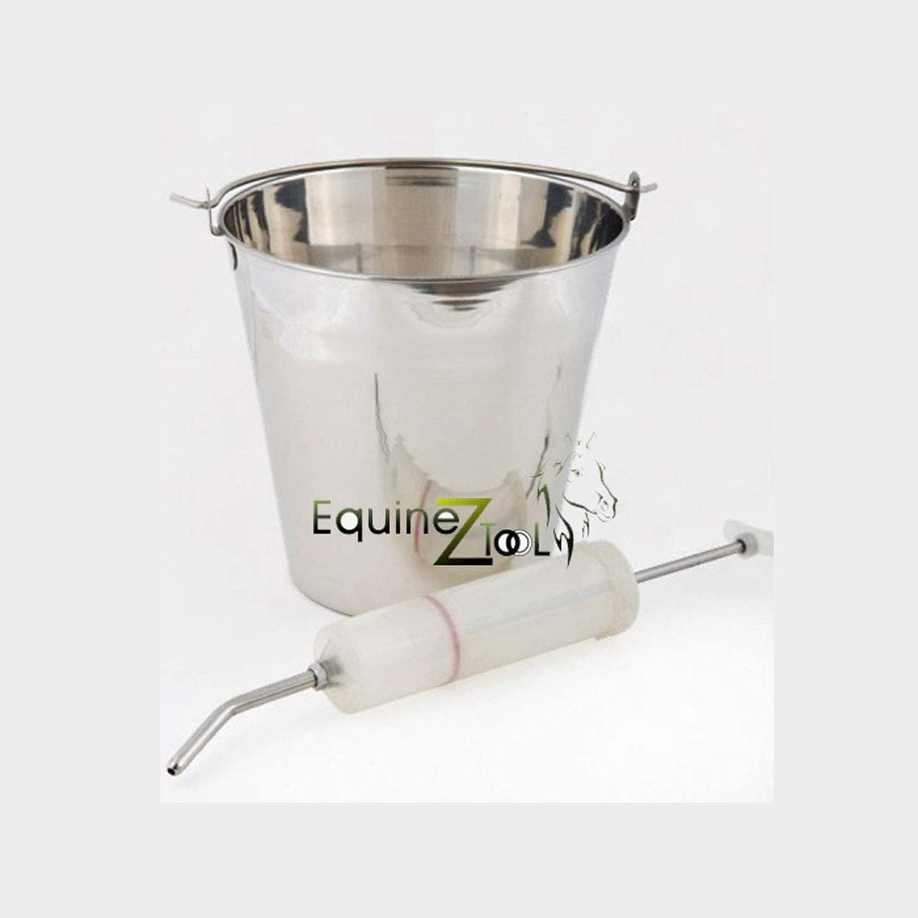 Stainless Steel Bucket 10 L, incl. dose Syringe 400 ml Equine Dental ...