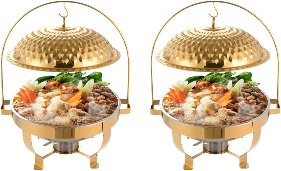 2PCS Stainless Steel Chafer & Buffet Warmers Sets - 8L/8.5QT Gold ...