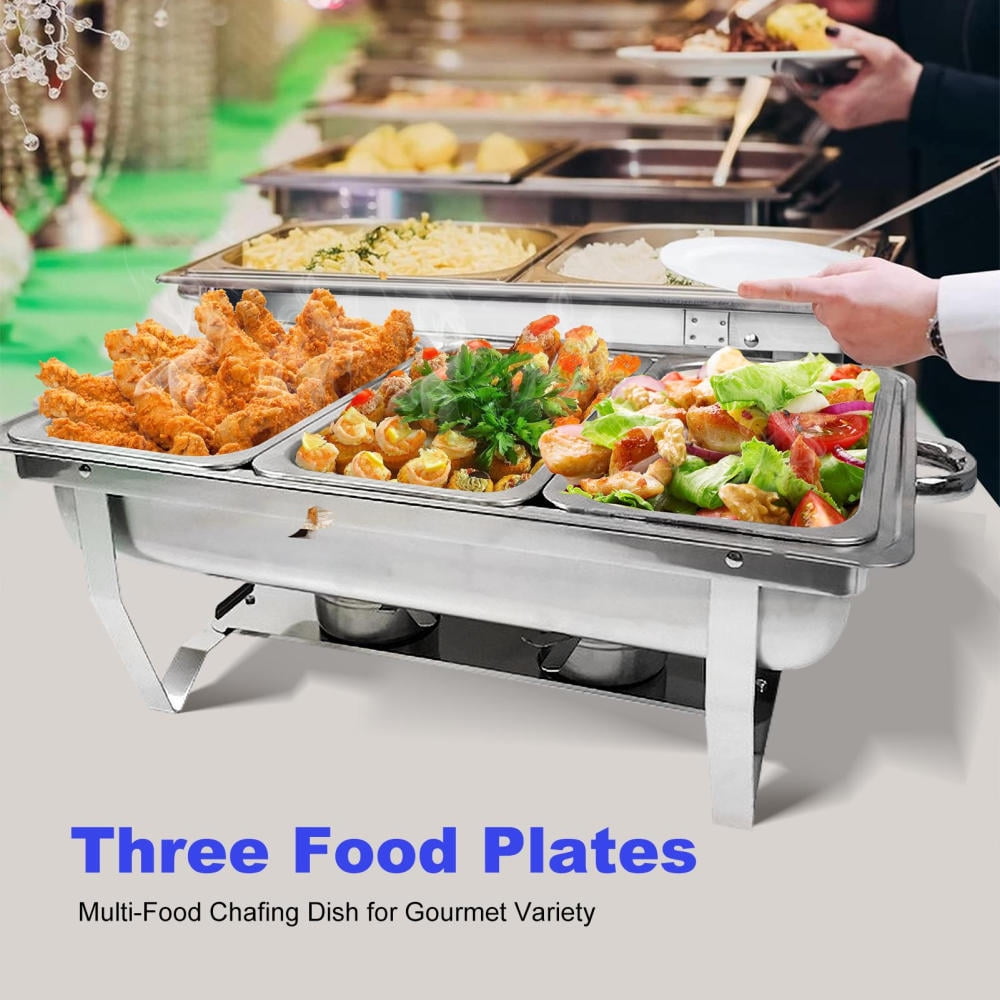 Stainless Steel Buffet Food Warmer Set (4-Pc) – 3-Section Chafing ...