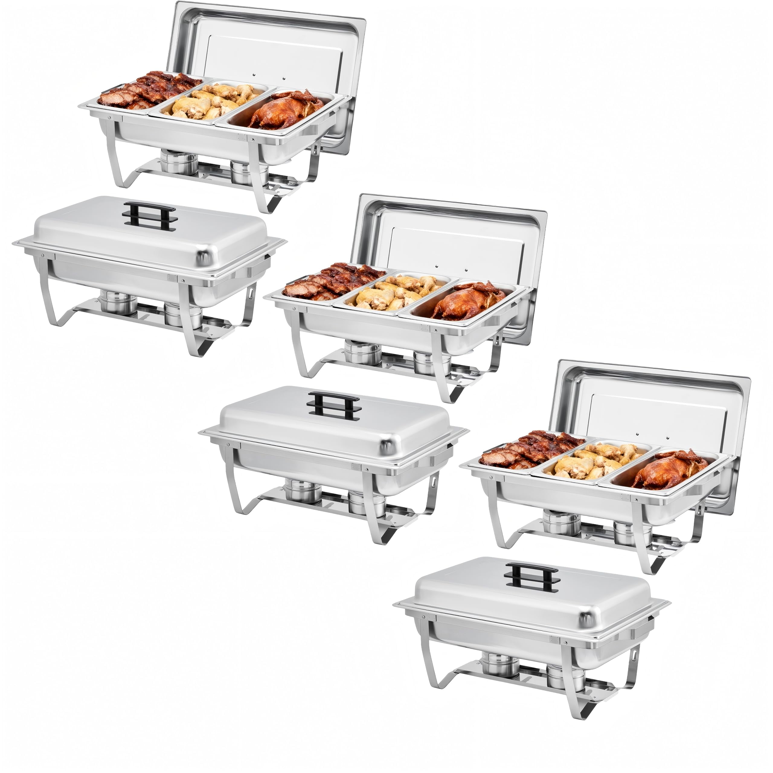 Stainless Steel Buffet Server Set, 3-Well Rectangular Chafing Dish ...