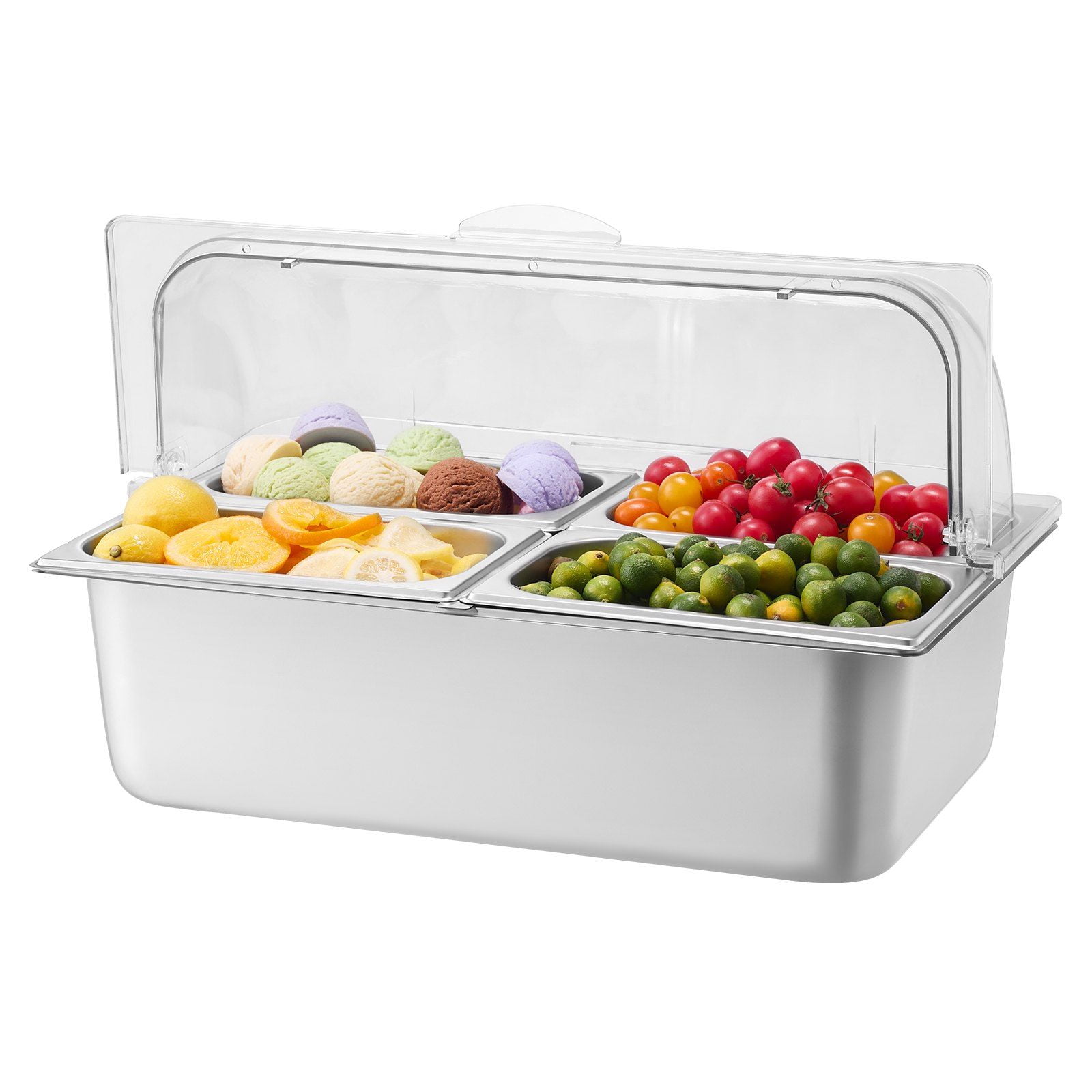Stainless Steel Buffet Serving Tray with 4 Pans&Clear Lids,Includes 3 ...