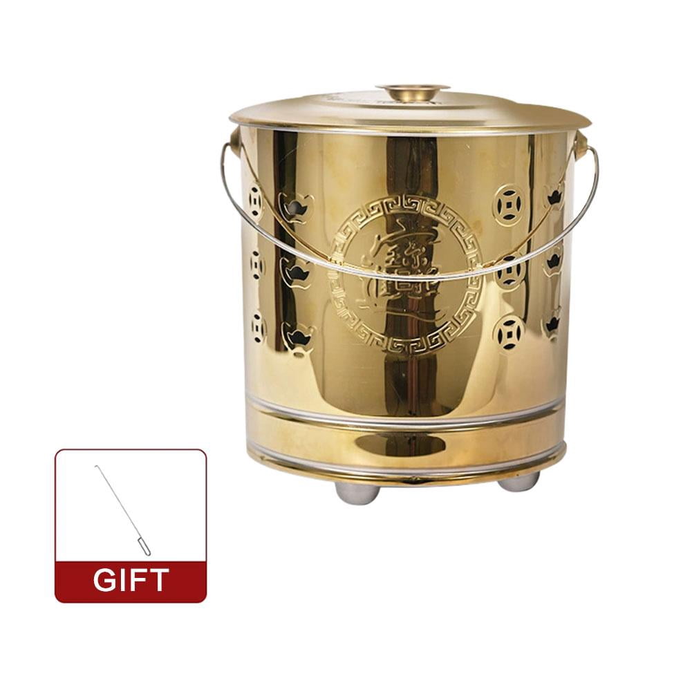 Stainless Steel Burning Bucket - Hollow Metal Fireplace Bucket for ...