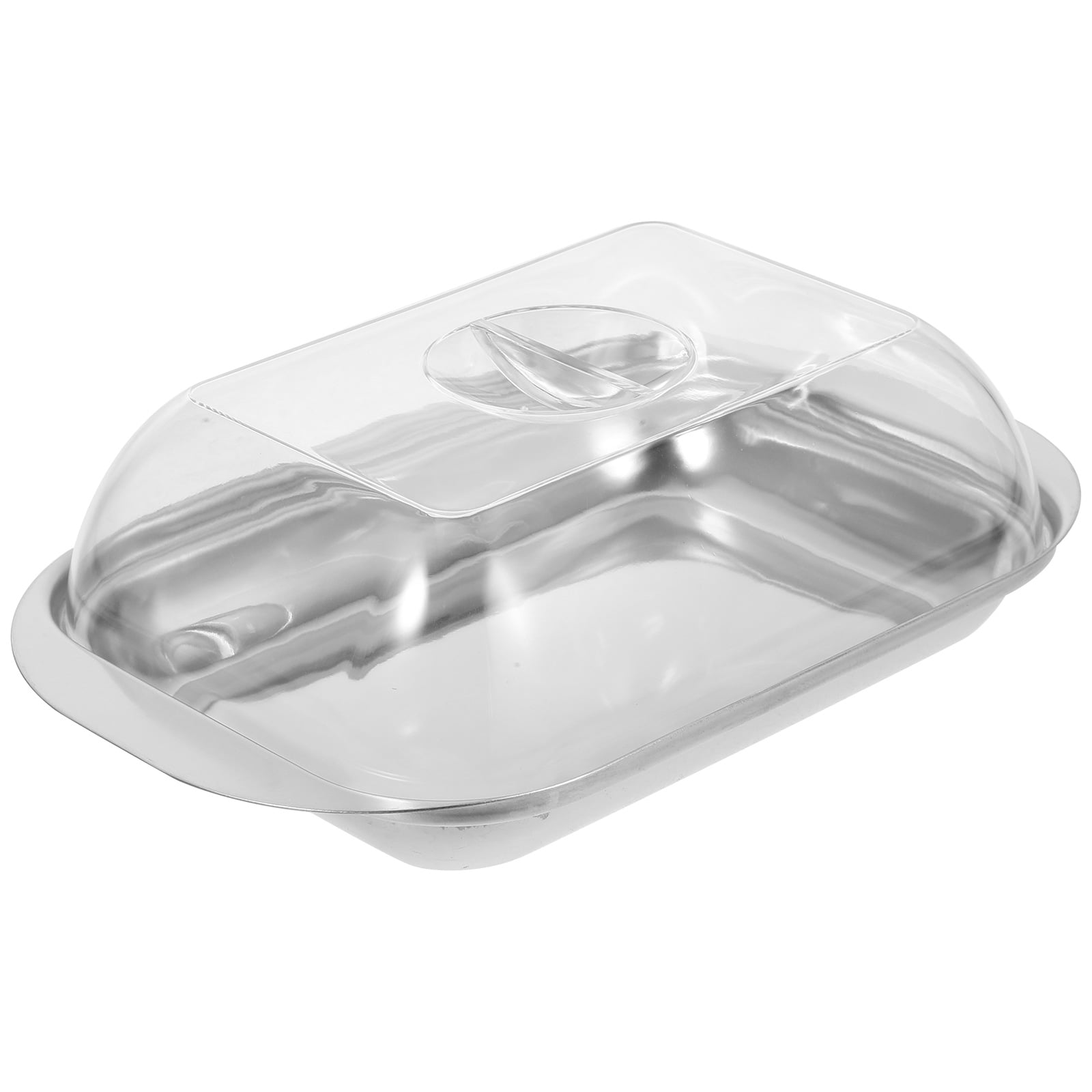 Stainless Steel Butter Box with Clear Plastic Lid Cheese Box Butter ...