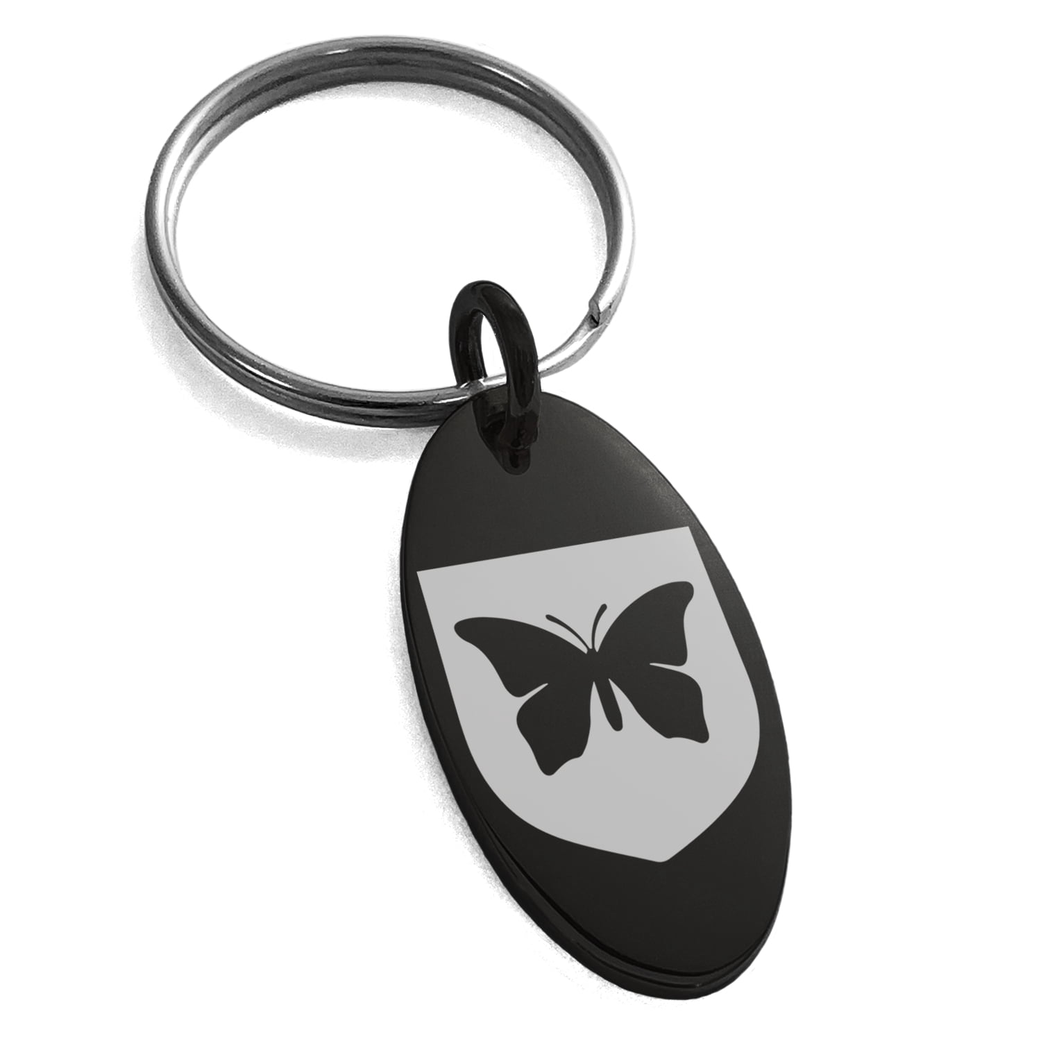 Stainless Steel Butterfly Free Spirit Coat of Arms Shield Engraved ...