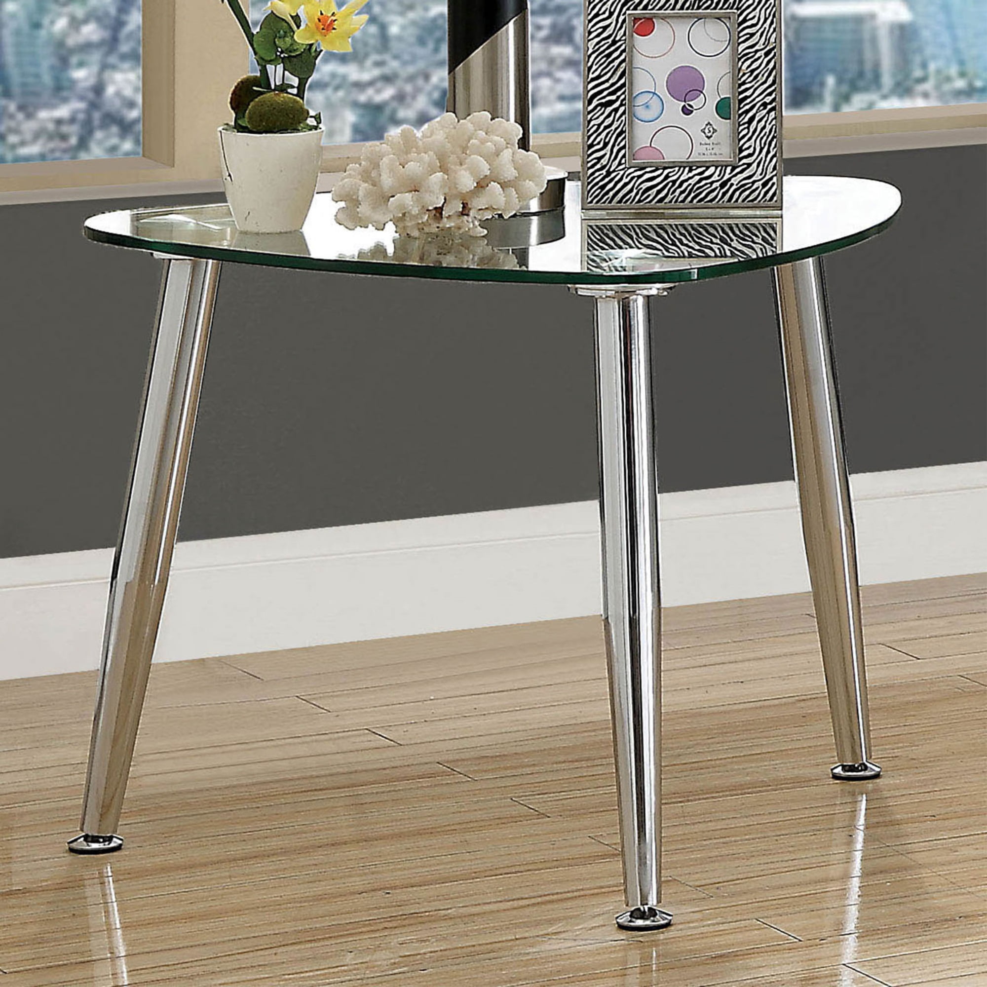 Saltoro Sherpi Contemporary End Table with Curved Triangular Table Top ...