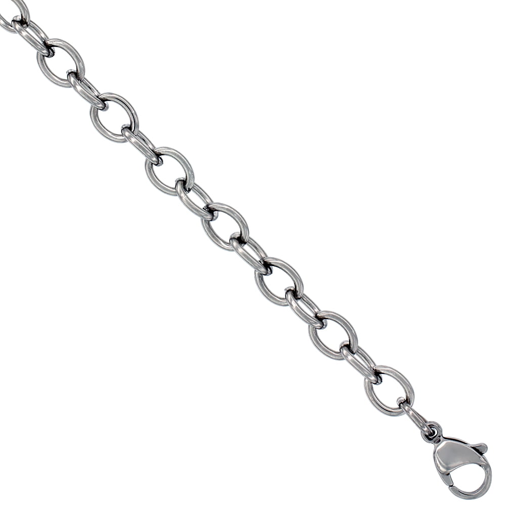 Stainless Steel Cable Link Chain Bracelet 6 mm, 8 inch - Walmart ...