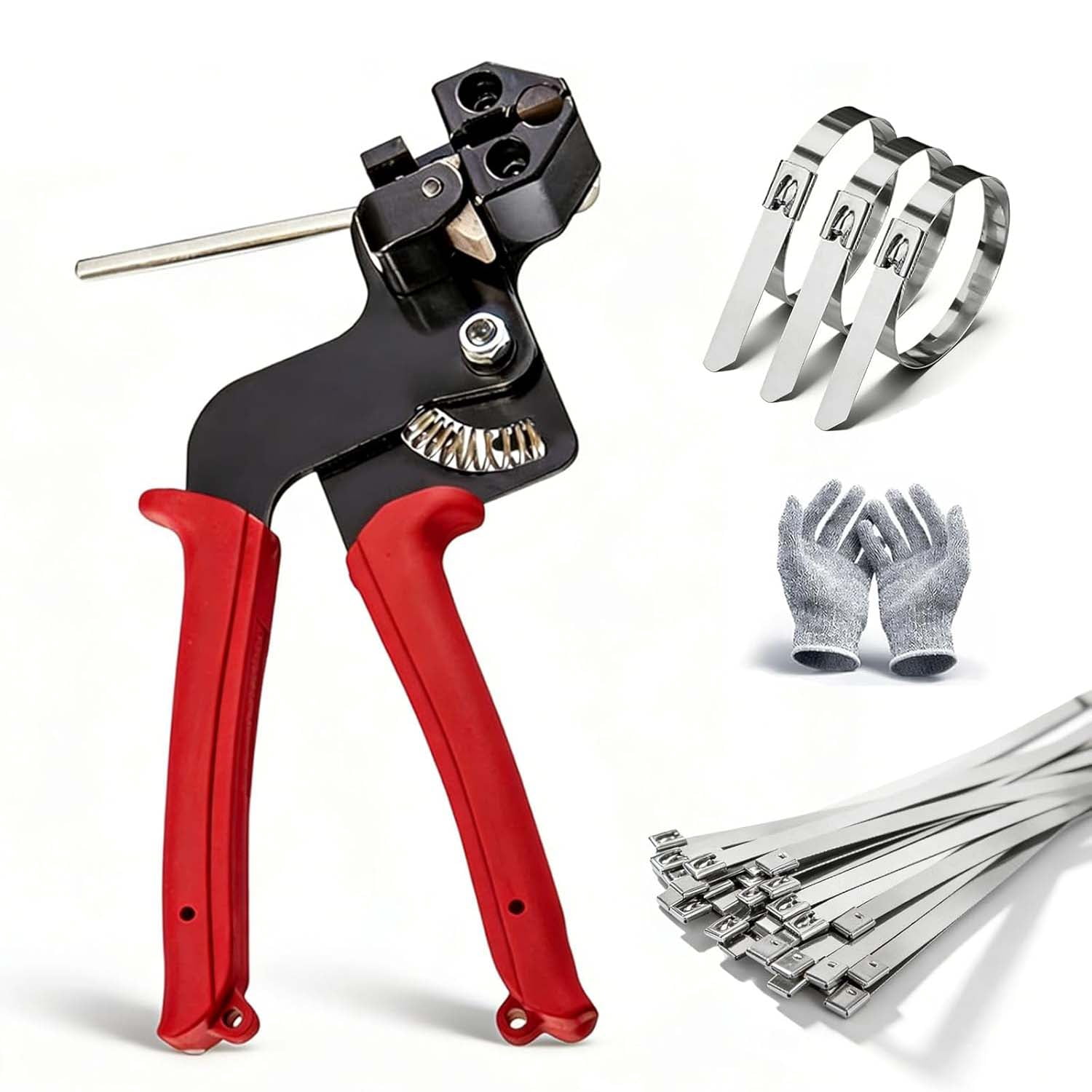 Stainless Steel Cable Tie Gun with Metal Zip Ties, Heavy Duty ...