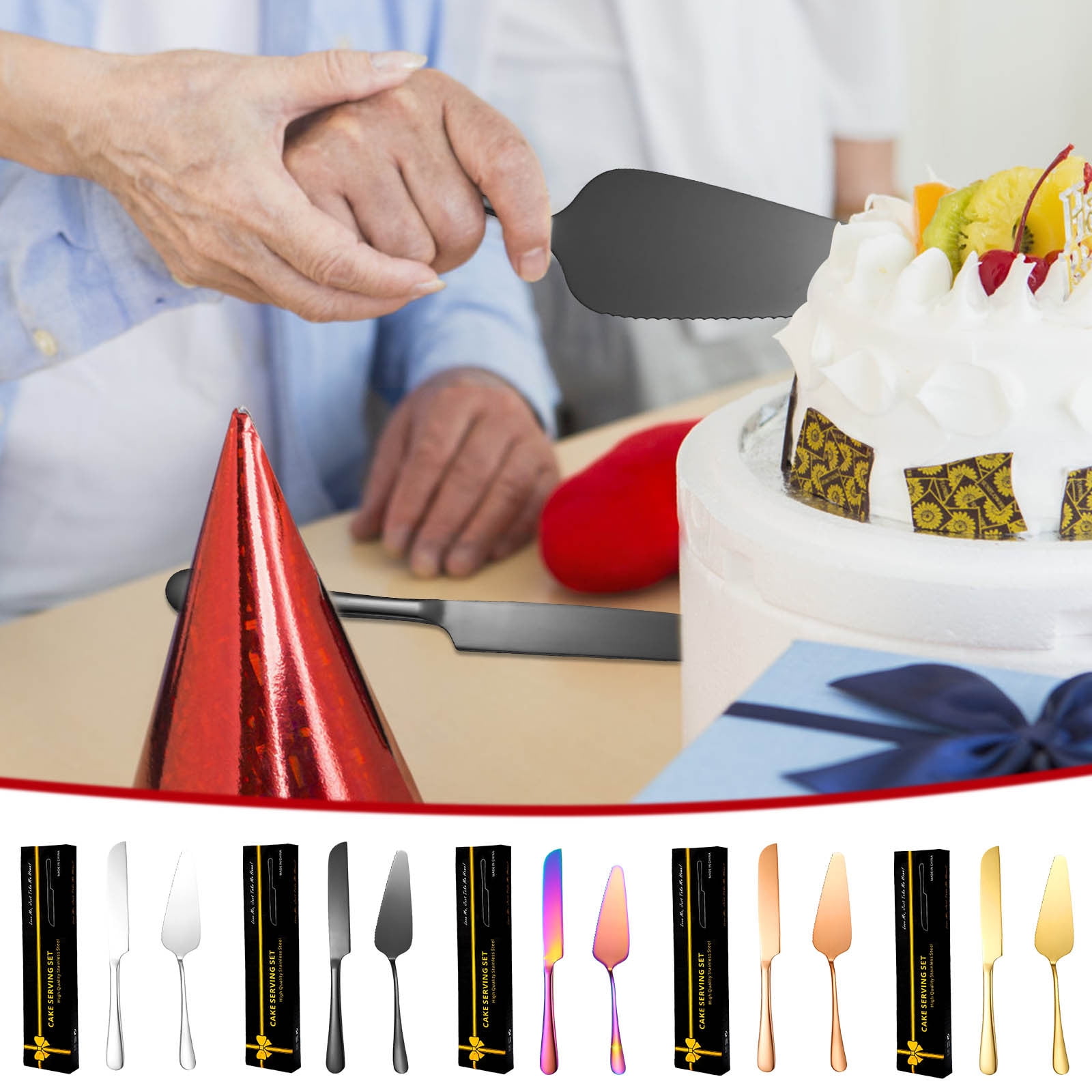 Stainless Steel Cake Knife and Server Set | 2-Piece Mirror Polished ...