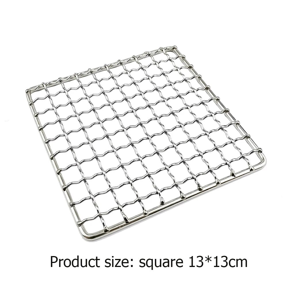 Stainless Steel Camping Grill Grate Mesh Pads Square Round Grilling Net ...