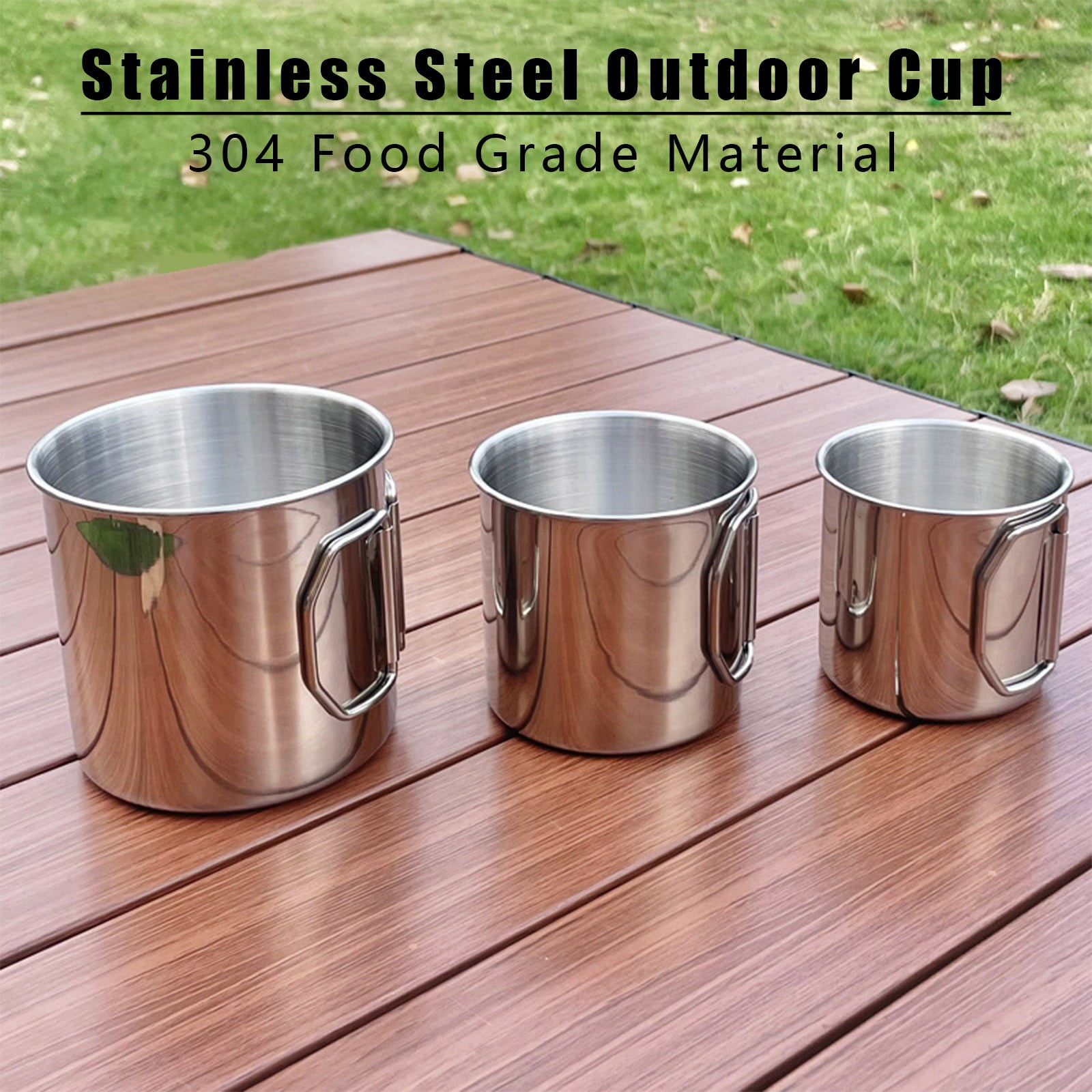 Stainless Steel Camping Mugs Outdoors Cup with Foldable Handle 660ml/22 ...