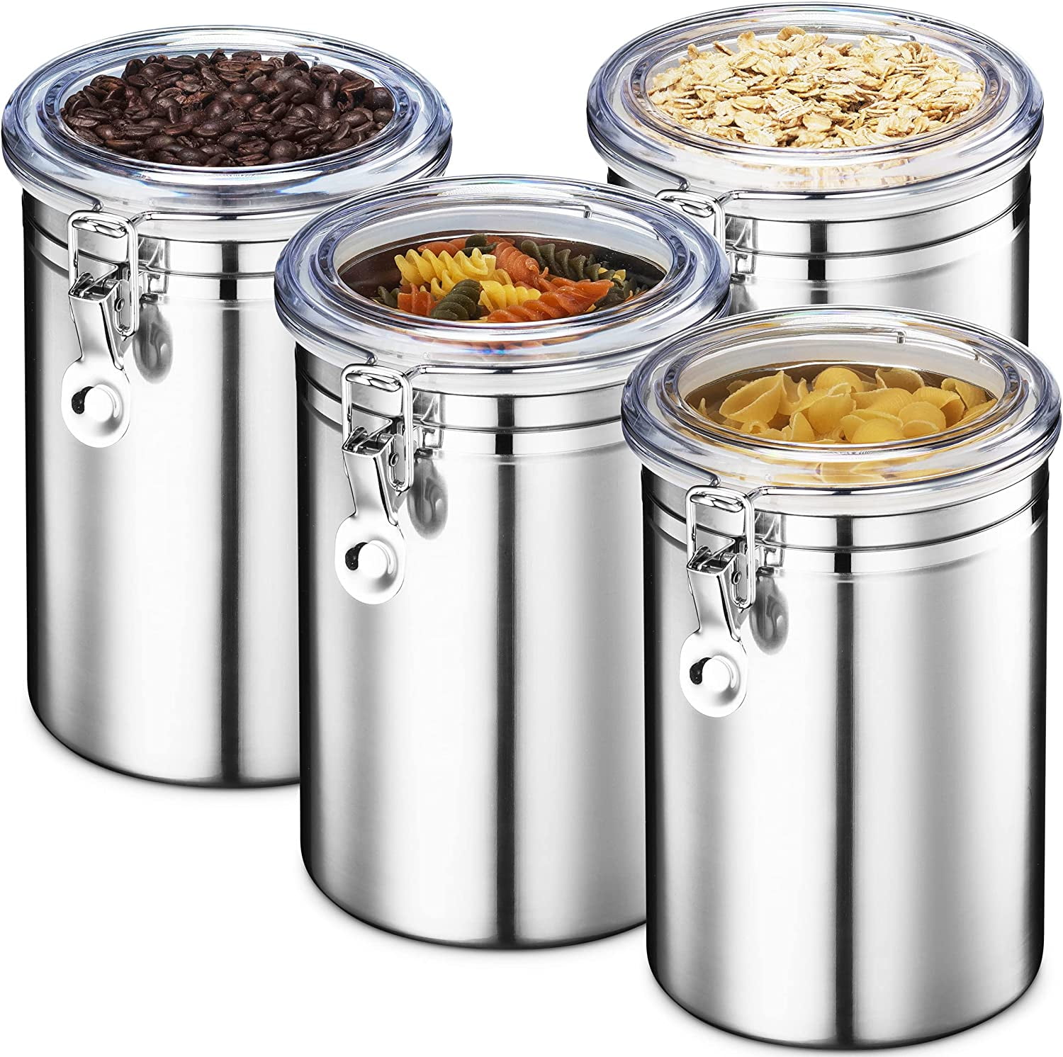 Stainless Steel Canister Set with Lids - Airtight Food Storage ...