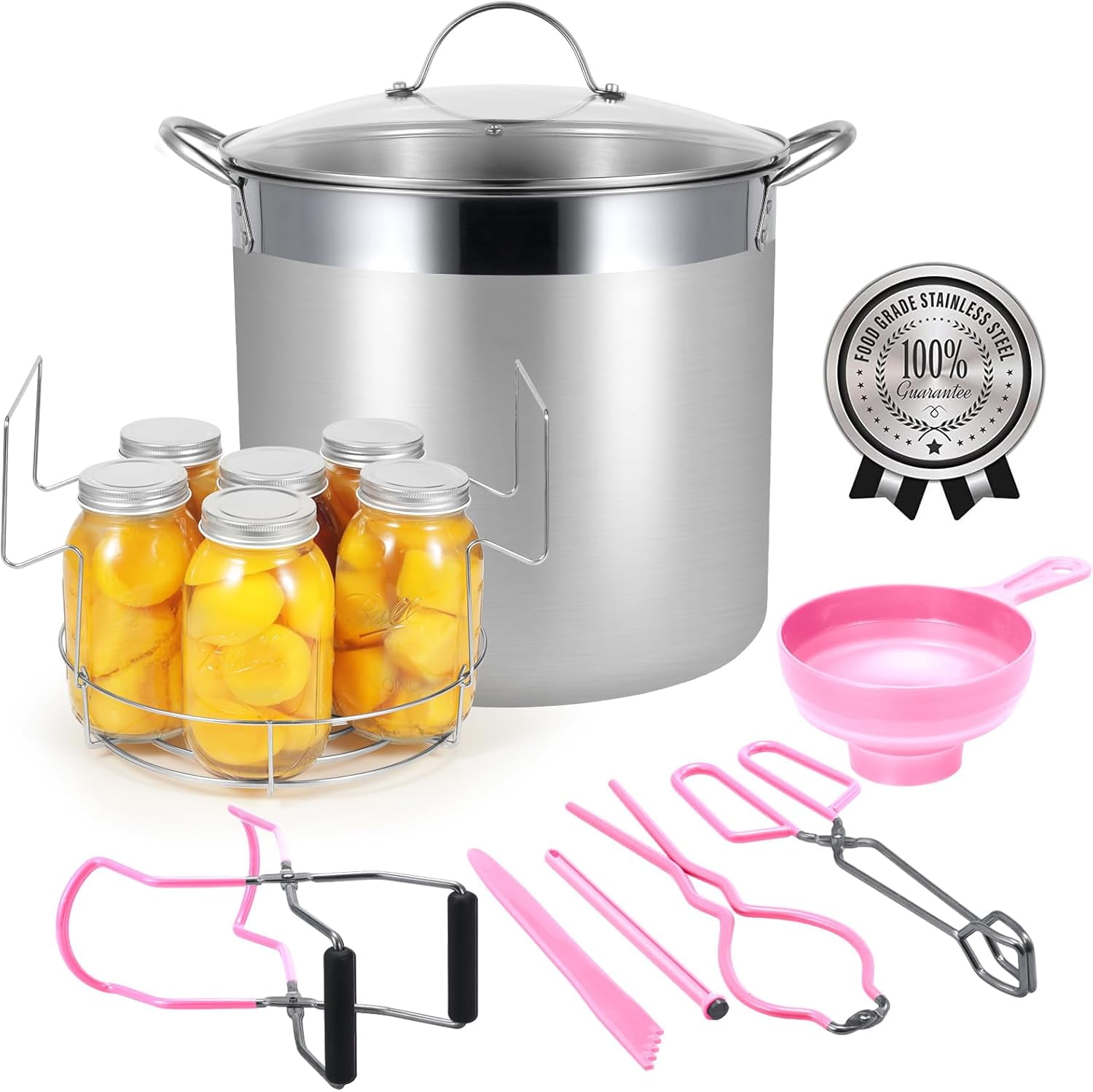 Stainless Steel Canning Pot with Rack and Lid, Large Water Bath Canner ...