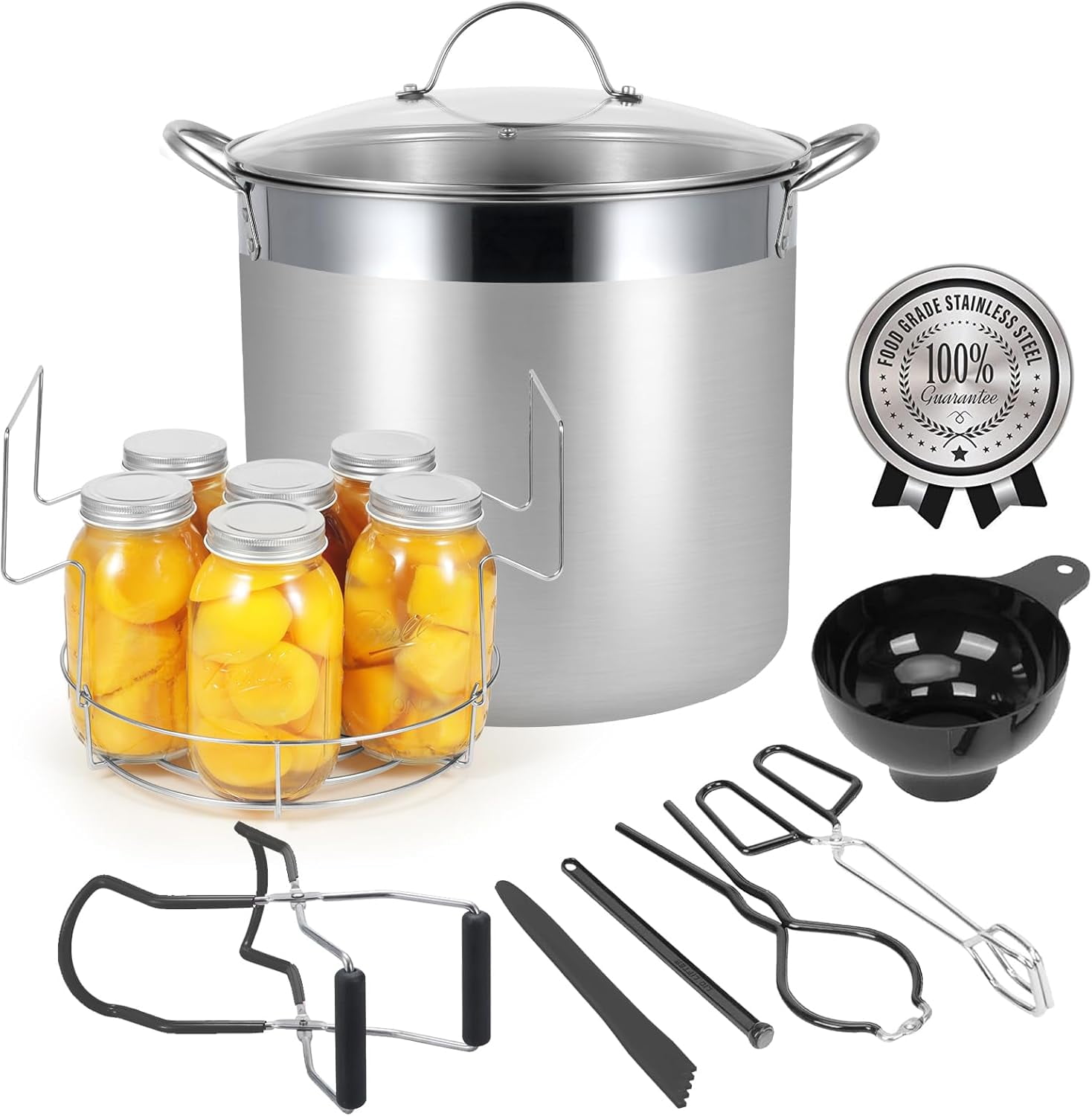 Stainless Steel Canning Pot with Rack and Lid, Large Water Bath Canner ...