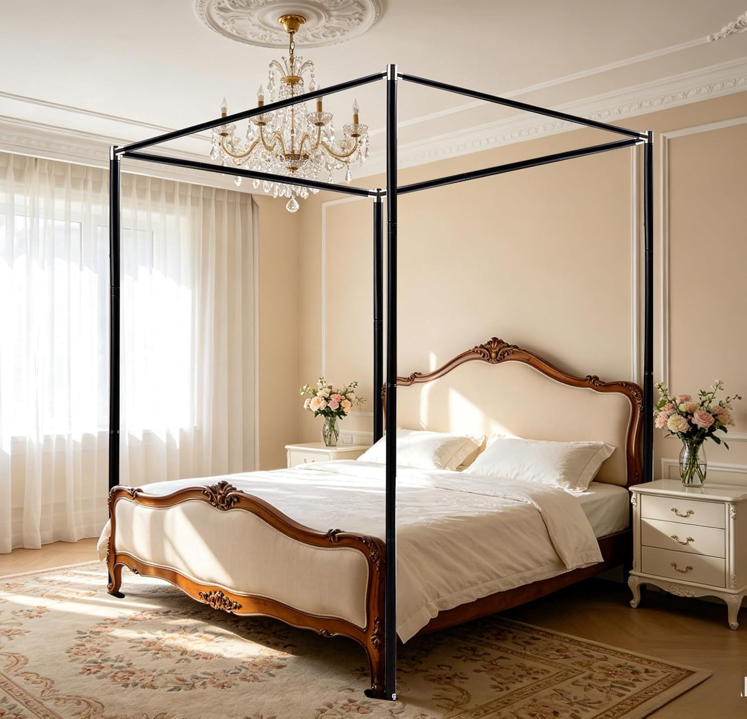 Stainless Steel Canopy Bed Frame Full Size, Thicken Full Canopy Frame ...