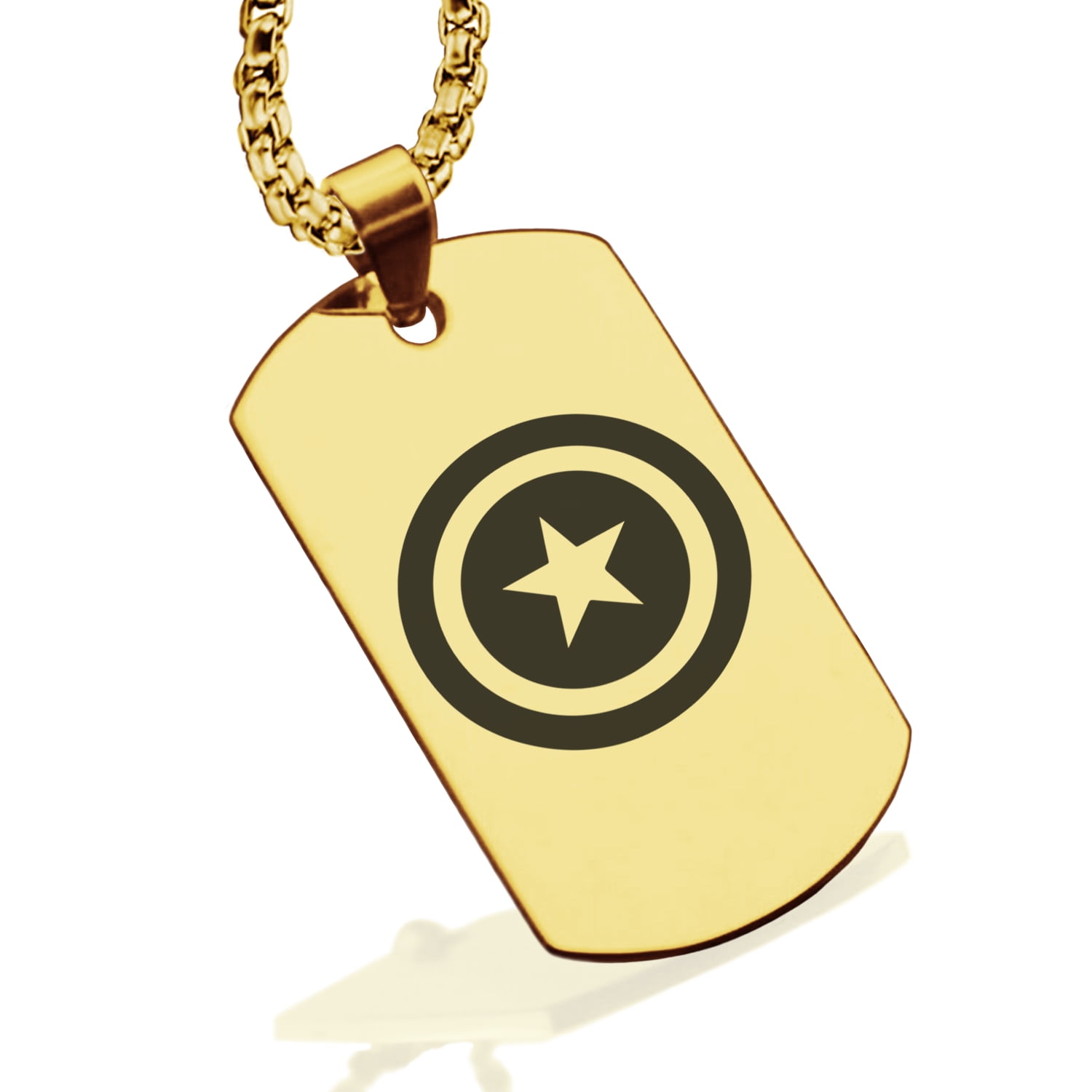 Stainless Steel Captain America Dog Tag Pendant Necklace - Walmart.com