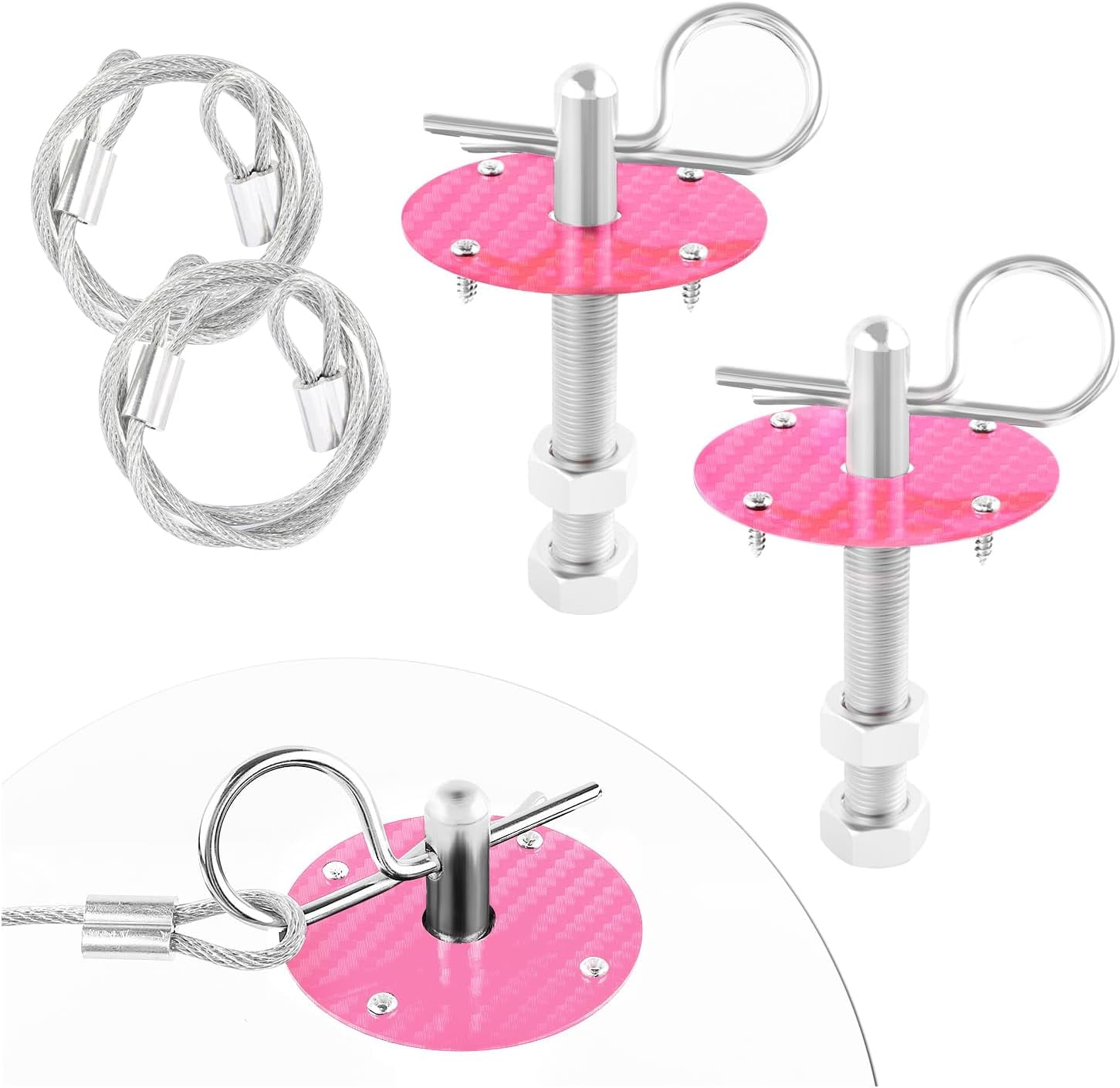 Stainless Steel Car Hood Pins Kit - [New Upgrade] Carbon Fiber Car Hood ...