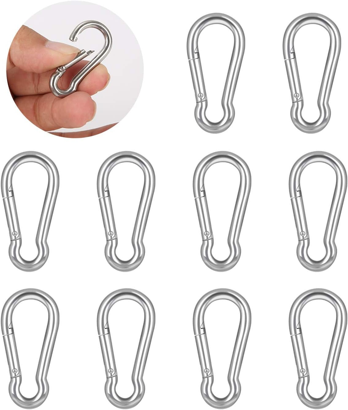 Stainless Steel Carabiner Clip Spring-Snap Hook -Heavy Duty Carabiner ...